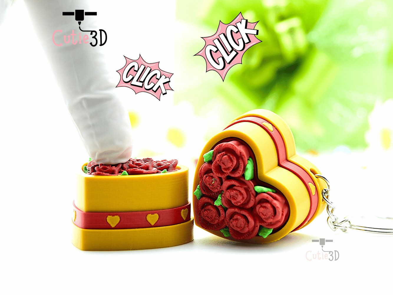 🌹 Cutie3D Valentine Rose Box Keycap Fidget Clicker Keychain - Cute ...