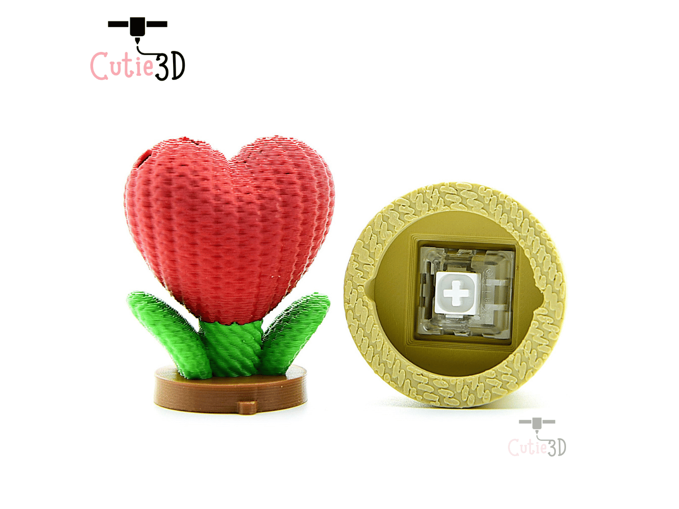 💜 Cutie3D Valentine Heart Plant Keycap Fidget Clicker Keychain - Cute ...