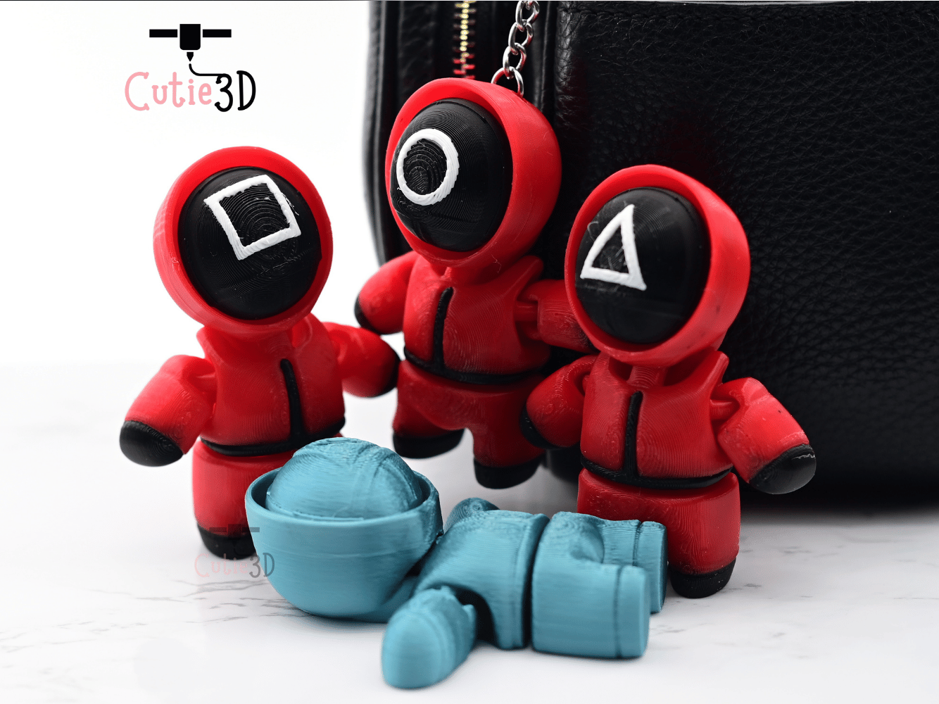 🦑 Cutie3D Articulated Squid Game Keycap Fidget Clicker Keychain - Cute ...