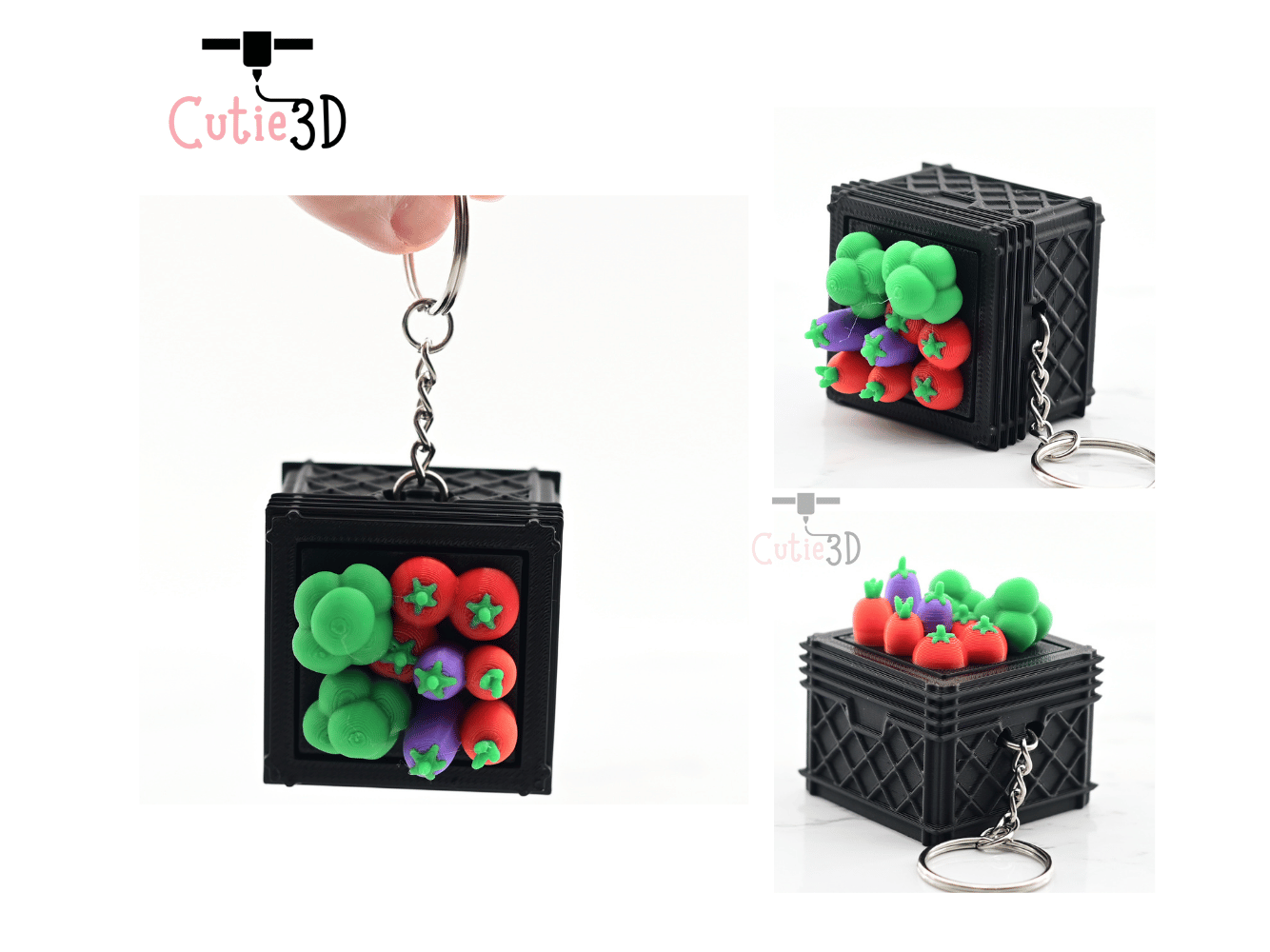 👌 Cutie3D Keycap Fidget Clicker Crate With Cute Veggies Keychain - Cute ...