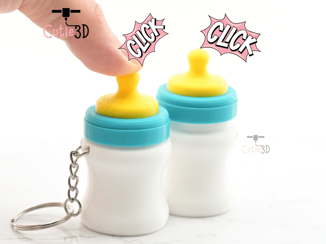 👌 Cutie3D Keycap Fidget Clicker Baby Milk Bottle Keychain - Cute ...