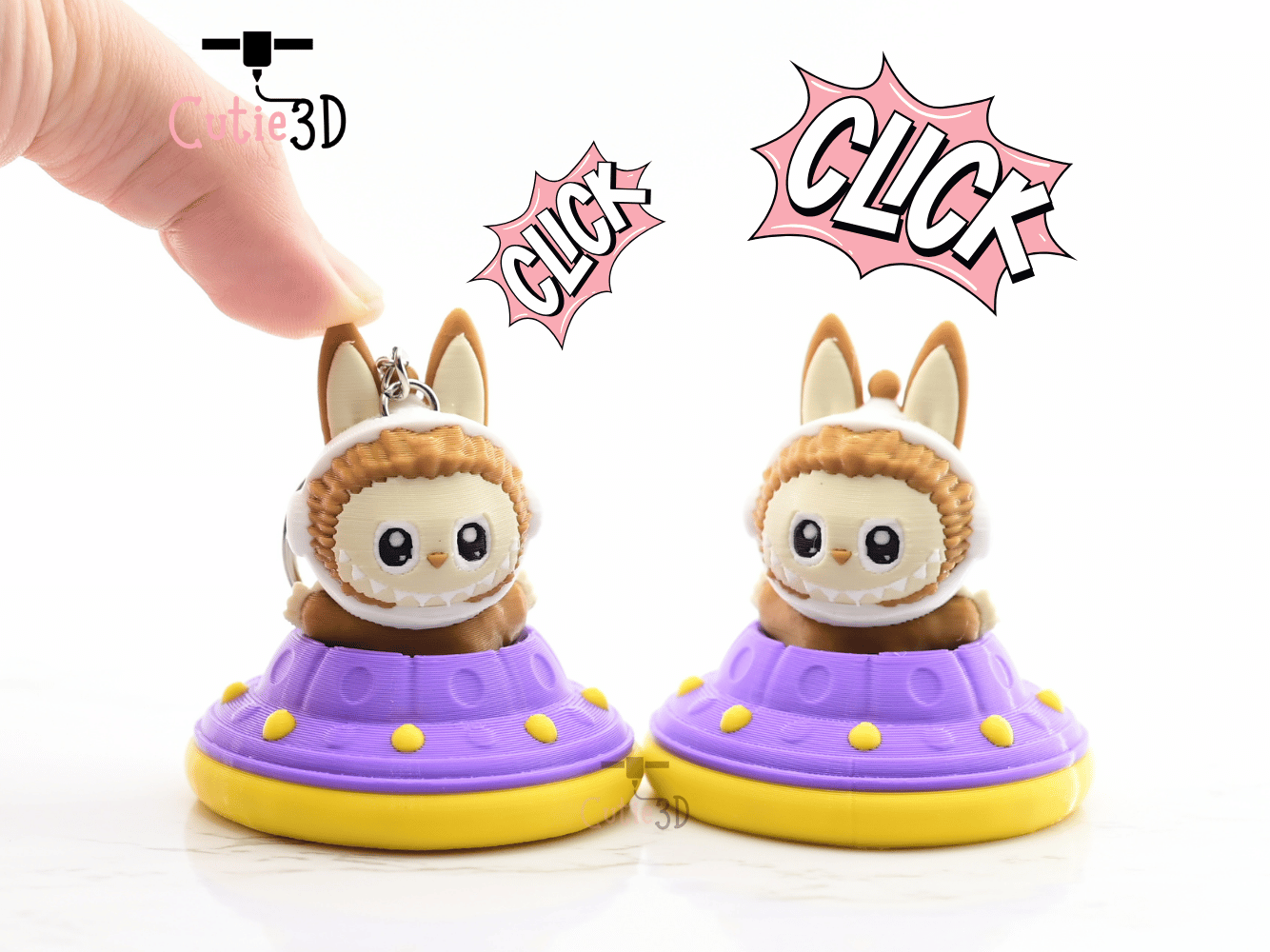 3D file Cutie3D Twisty Clicker Fidget Alien Labubu In UFO Keychain ...