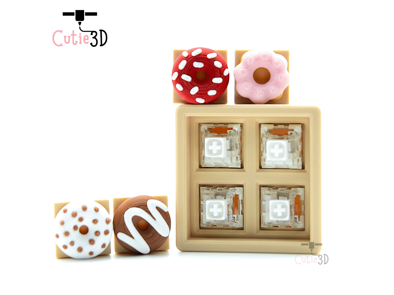 📦 Cutie3D Donut Box for Food Lovers Set of Keycap Clicker Keychains ...