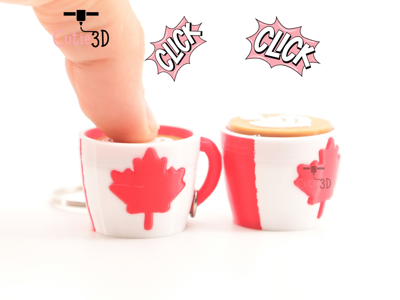 🇨🇦 Cutie3D Canada Coffee Mug Keycap Fidget Clicker Keychain - Cute ...