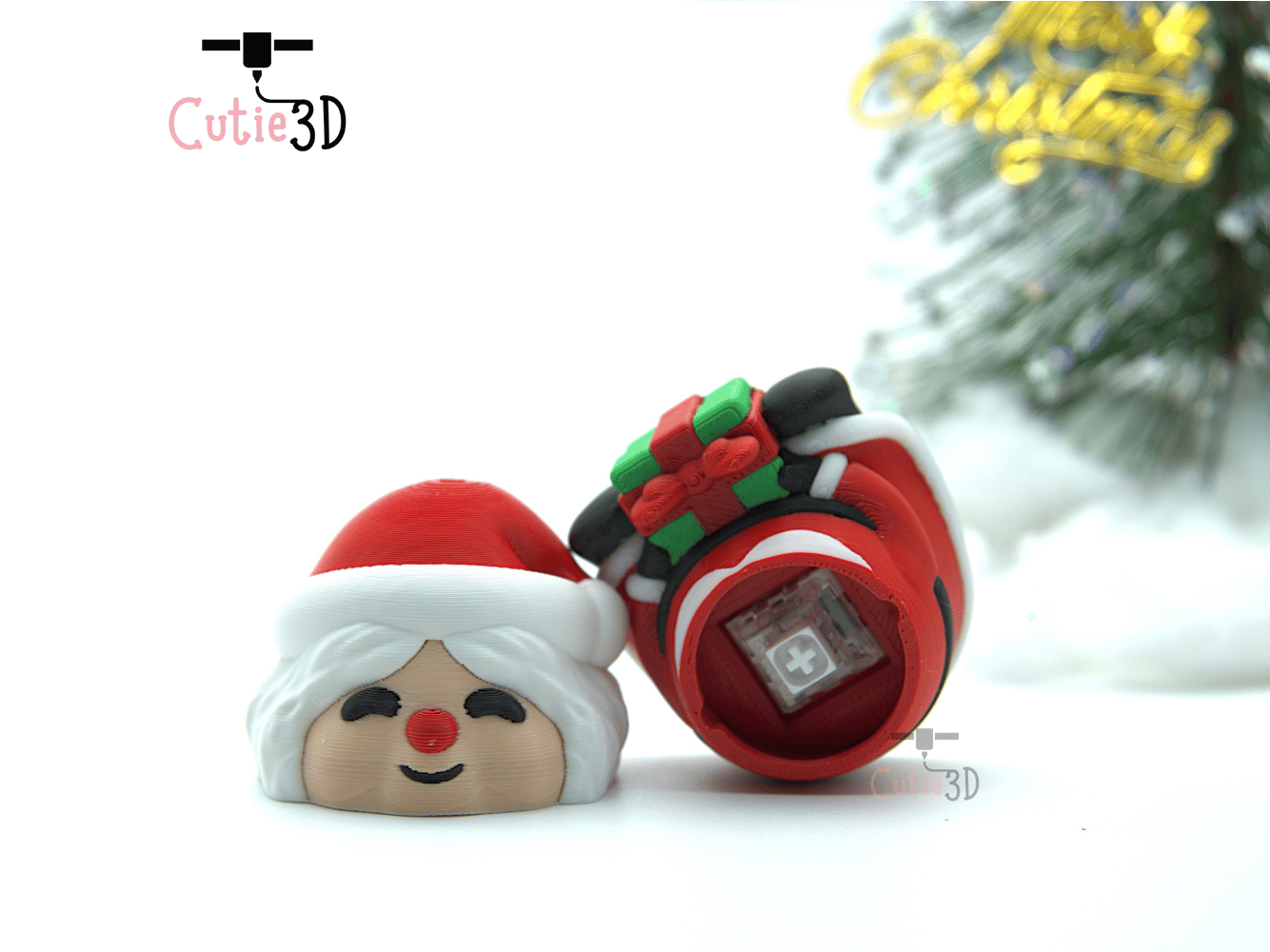 🎄 Cutie3D Christmas Mrs. Santa Keycap Fidget Clicker Keychain - Cute ...