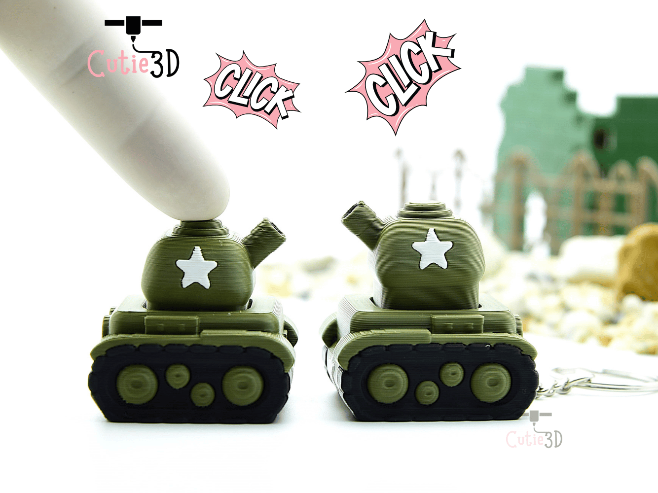 🪖 Cutie3D Mini Tank for Fun Lovers Keycap Fidget Clicker Keychain ...