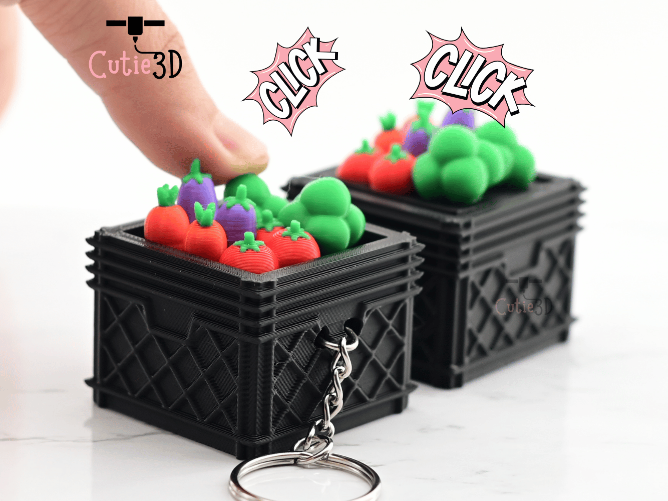 👌 Cutie3D Keycap Fidget Clicker Crate With Cute Veggies Keychain - Cute ...