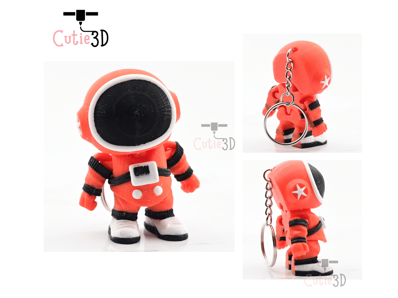 🧑‍🚀 Cutie3D Articulated Mini Astronaut Space Theme Keychain - Cute ...