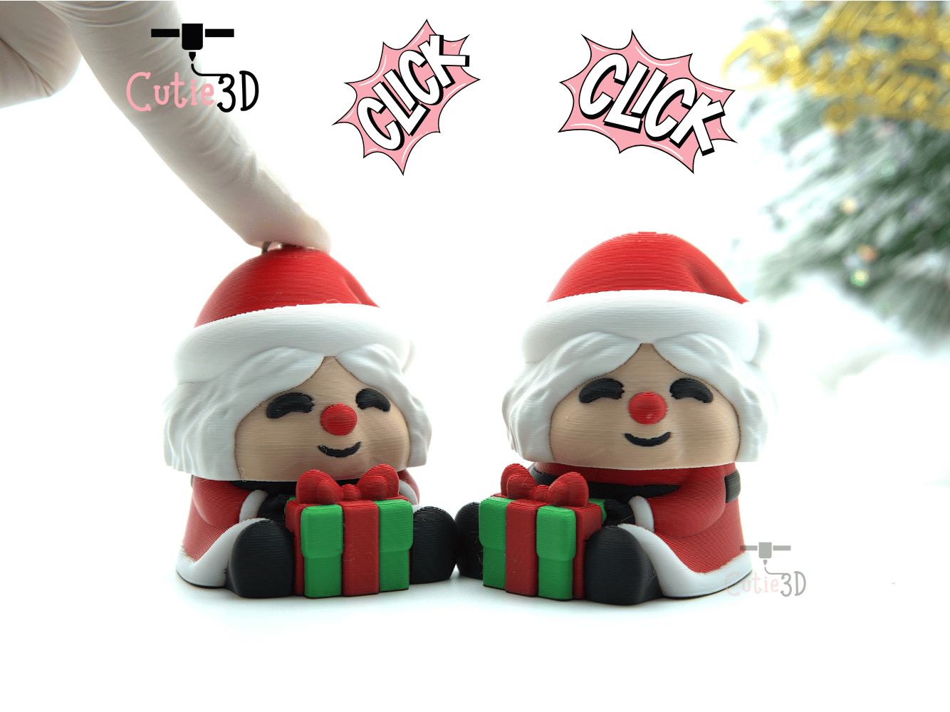 🎄 Cutie3D Christmas Mrs. Santa Keycap Fidget Clicker Keychain - Cute ...