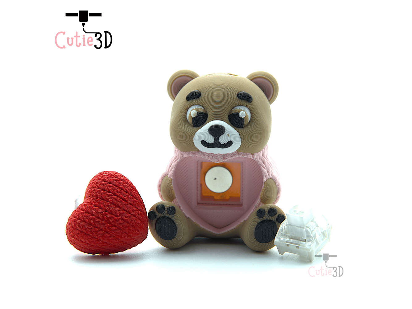 🐻 Cutie3D Sweet Bear with Heart Keycap Fidget Clicker Keychain - Cute ...
