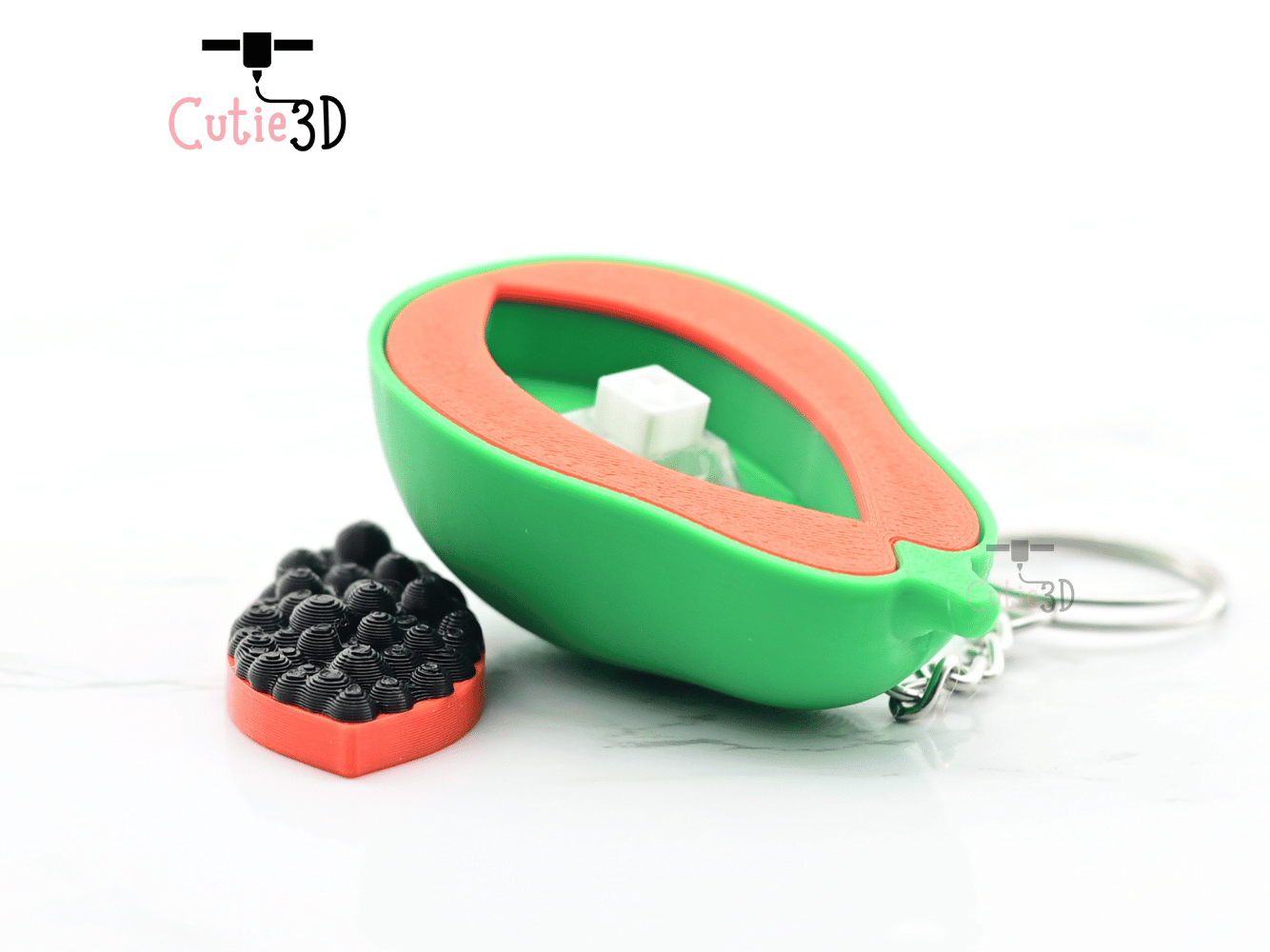 👌 Cutie3D Half Cut Papaya Keycap Fidget Clicker Keychain - Cute ...
