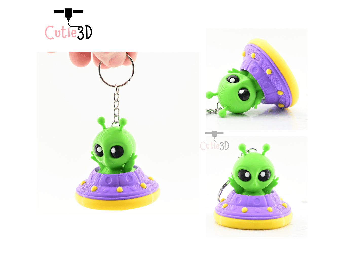 👌 Cutie3D Twisty Keycap Fidget Clicker Alien In Ufo Keychain - Cute ...