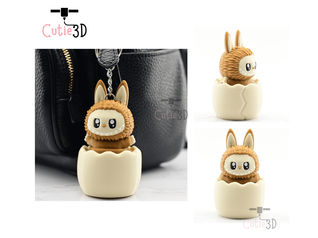 🥚 Cutie3D Twisty Clicker Easter Egg Labubu Keychain - Cute Backpack ...