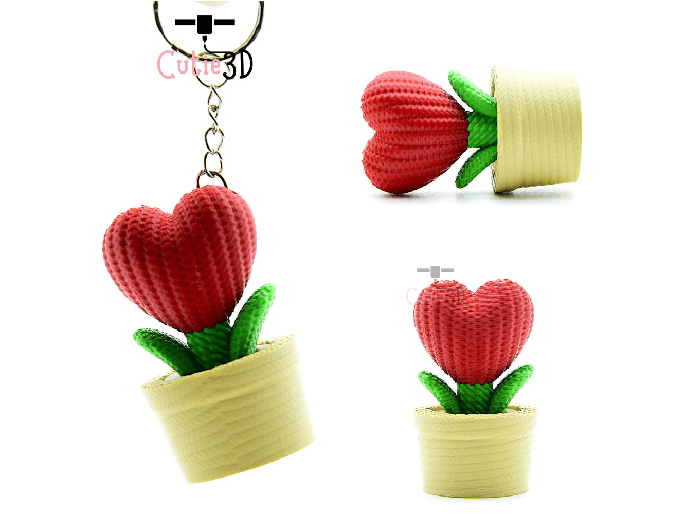 💜 Cutie3D Valentine Heart Plant Keycap Fidget Clicker Keychain - Cute ...