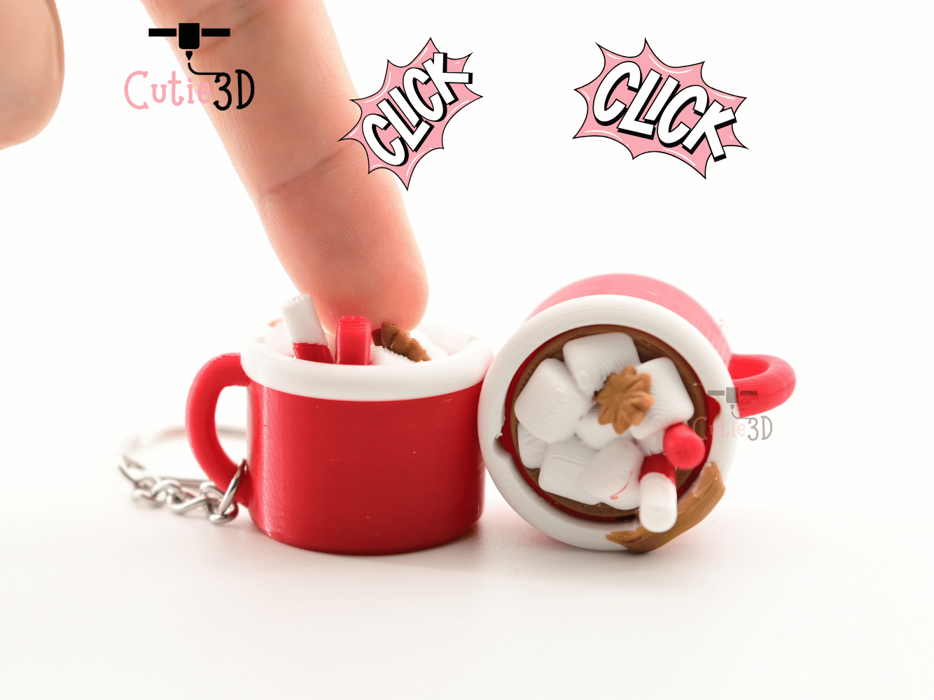 🥵 Cutie3D Winter Hot Chocolate Keycap Fidget Clicker Keychain - Cute ...