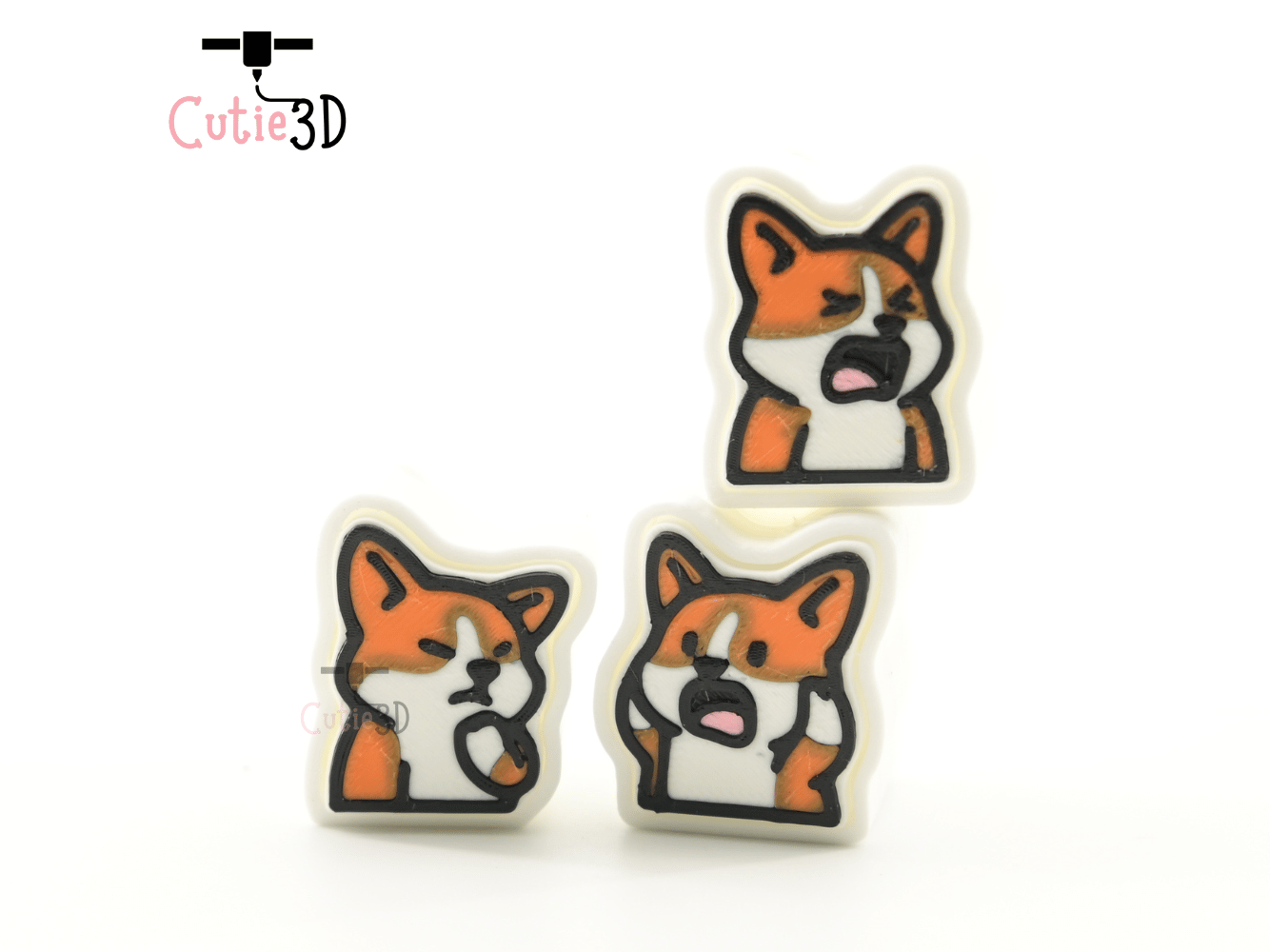 👌 Set Of Corgi Emoji Keycap Fidget Clicker Keychain - Cute Backpack ...