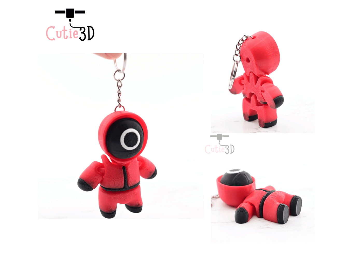 🦑 Cutie3D Articulated Squid Game Keycap Fidget Clicker Keychain - Cute ...