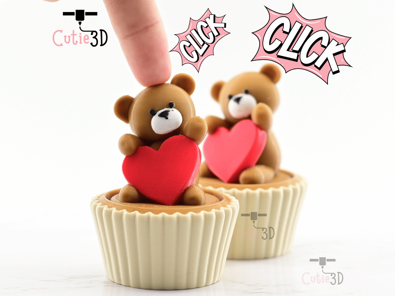 🐻 Cutie3D Twisty Clicker Valentine Bear Cupcake - Cute Valentine Gifts ...