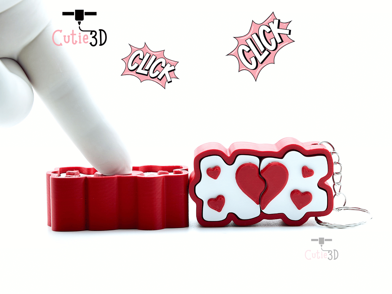 💜 Cutie3D Valentine Heart Puzzle Keycap Fidget Clicker Keychain - Cute ...