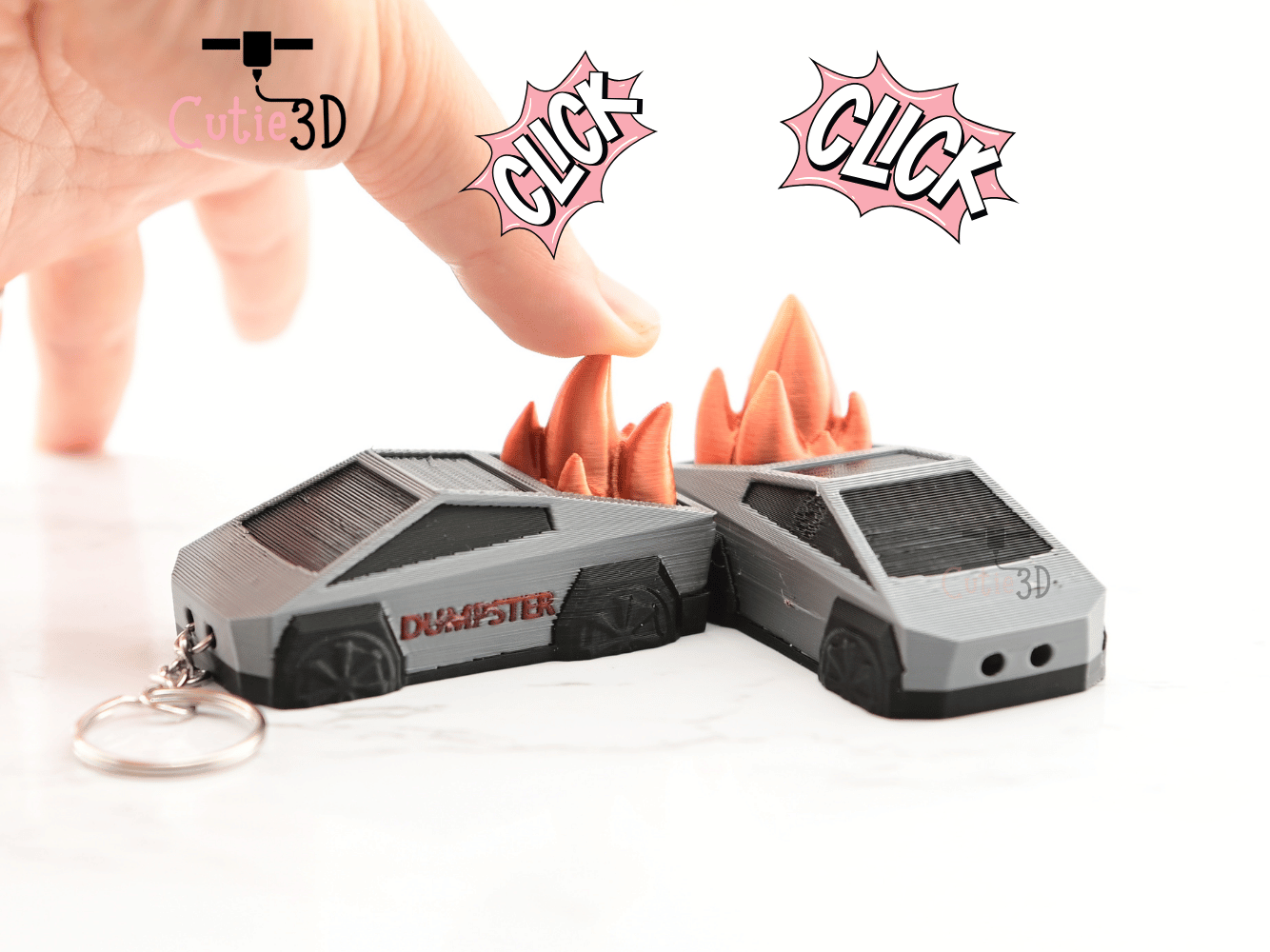 🚚 Cutie3D Dumpster Truck On Fire Keycap Fidget Clicker Keychain - Cute ...