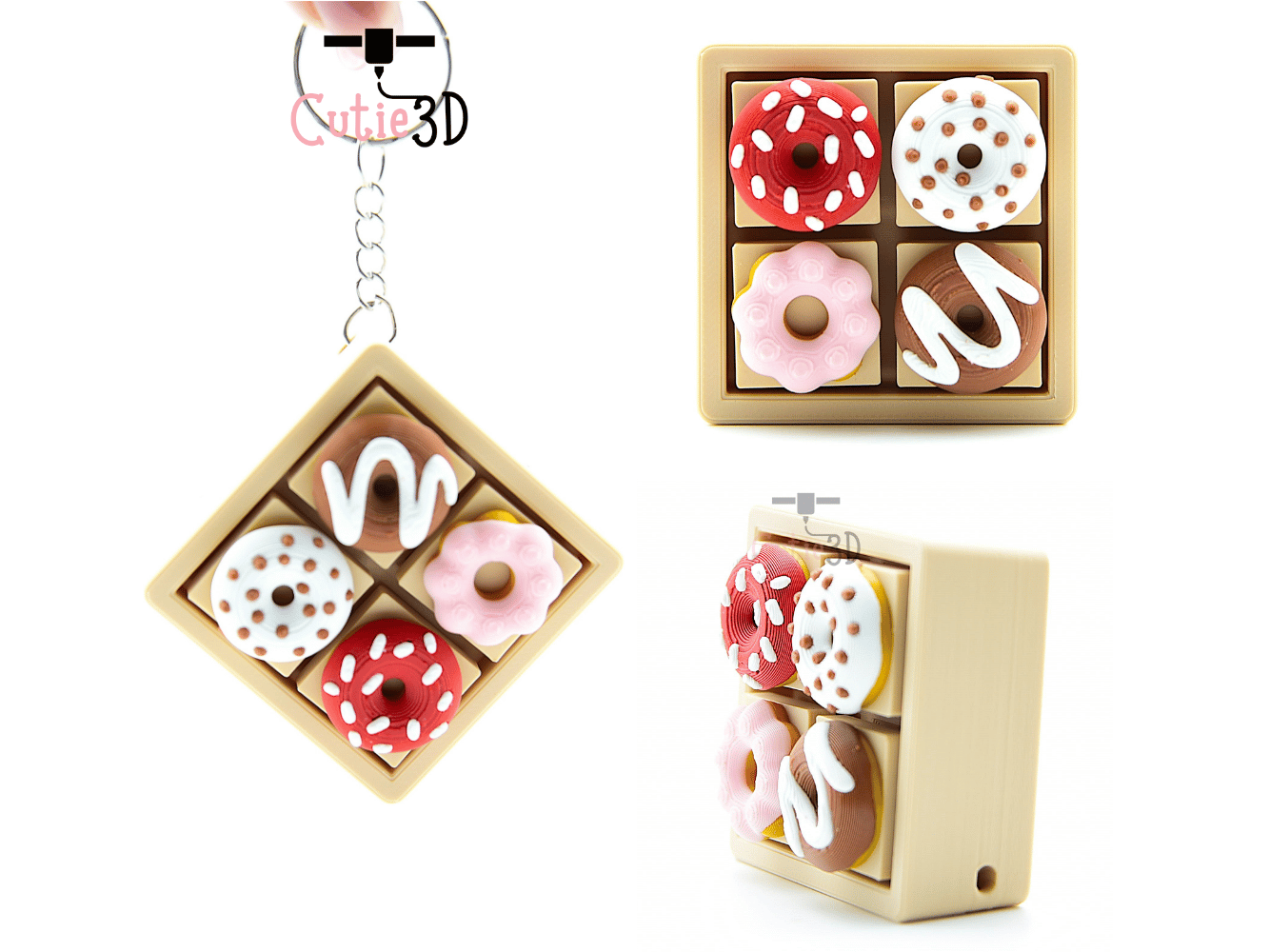 📦 Cutie3D Donut Box for Food Lovers Set of Keycap Clicker Keychains ...