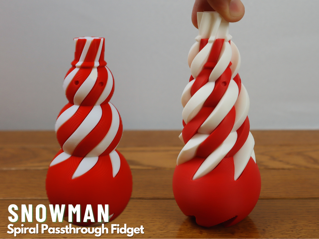 ☃️ Snowman Impossible Passthrough Spiral Fidget Toy・Free 3D File for ・Cults