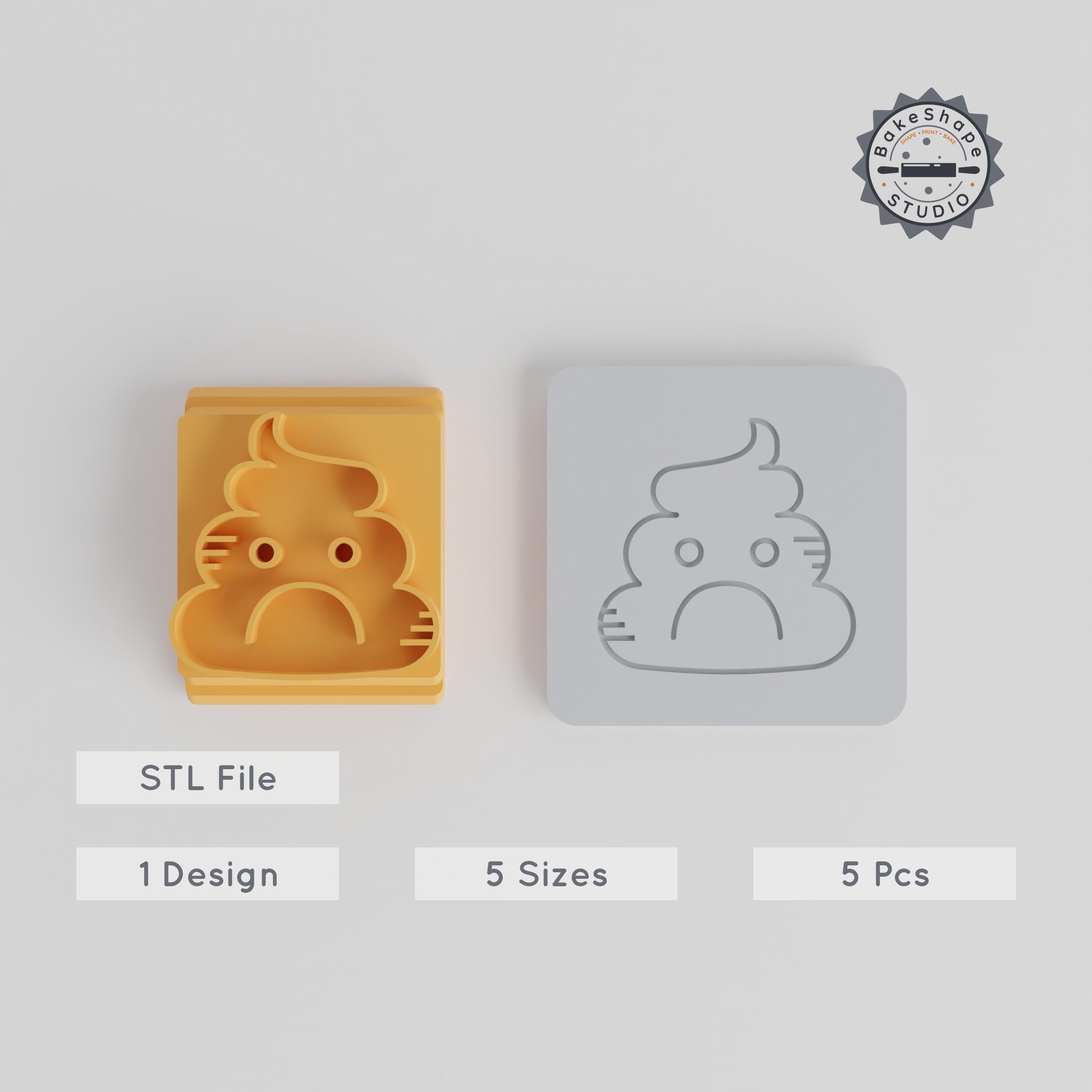 😡 Poop Emoji Stamp Tile Set, 5 Sizes 20-40mm, Perfect for Clay, Cookies ...