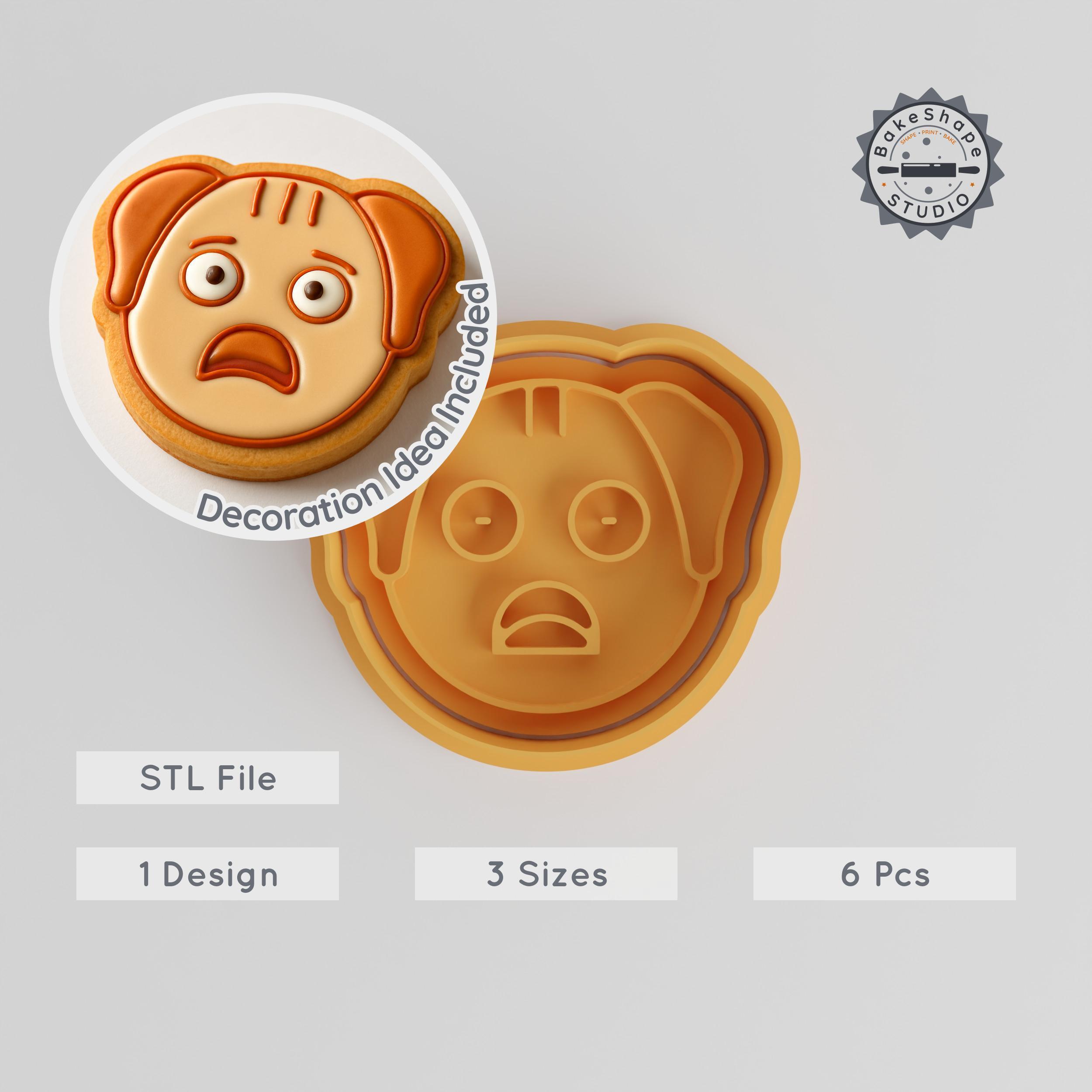 🍪 Nervous Face Shape Cutter & Stamp Set, Cookie & Fondant Tools, 3 ...