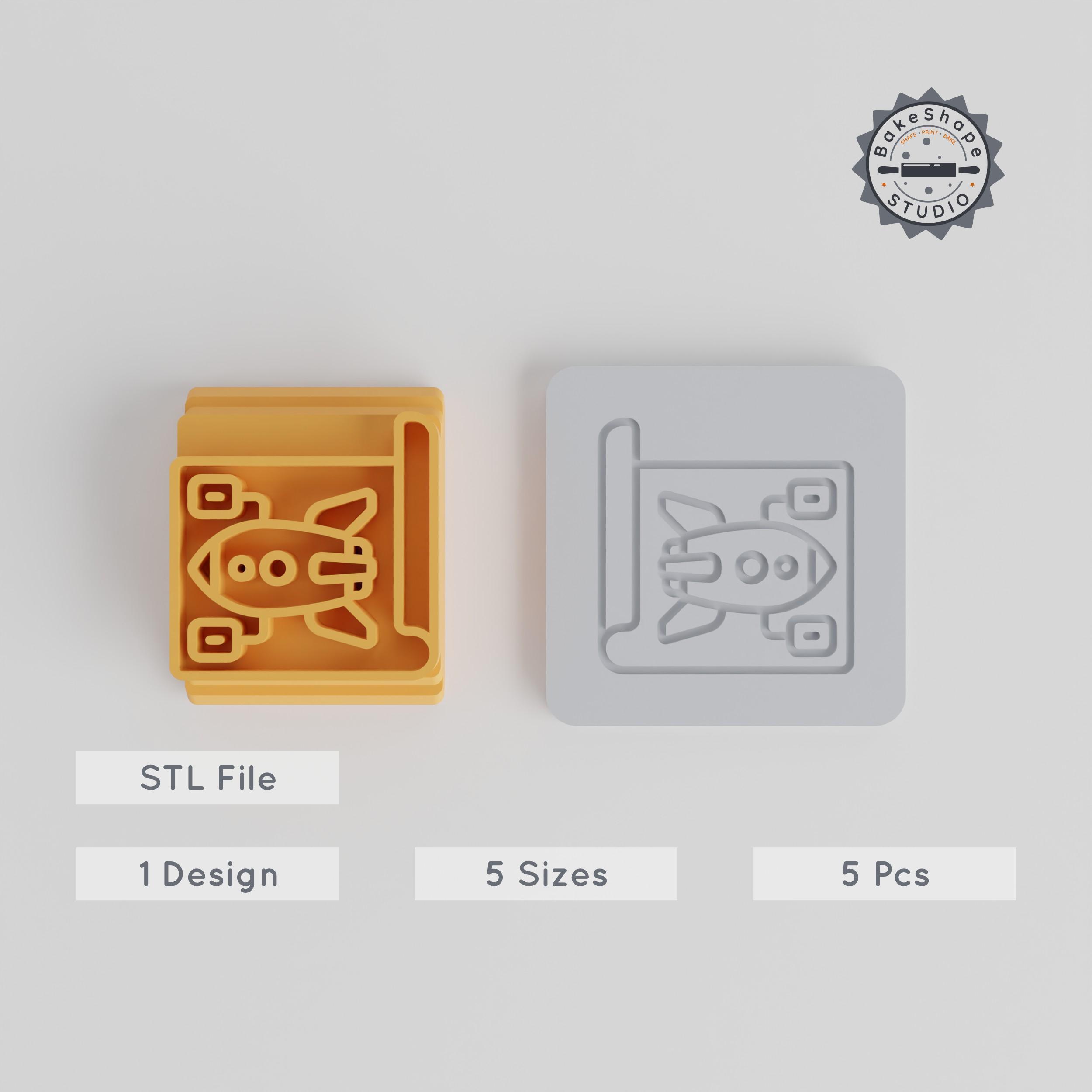 🚀 Rocket Blueprint Stamp Tile Set, 5 Motif Sizes, Perfect for Clay ...