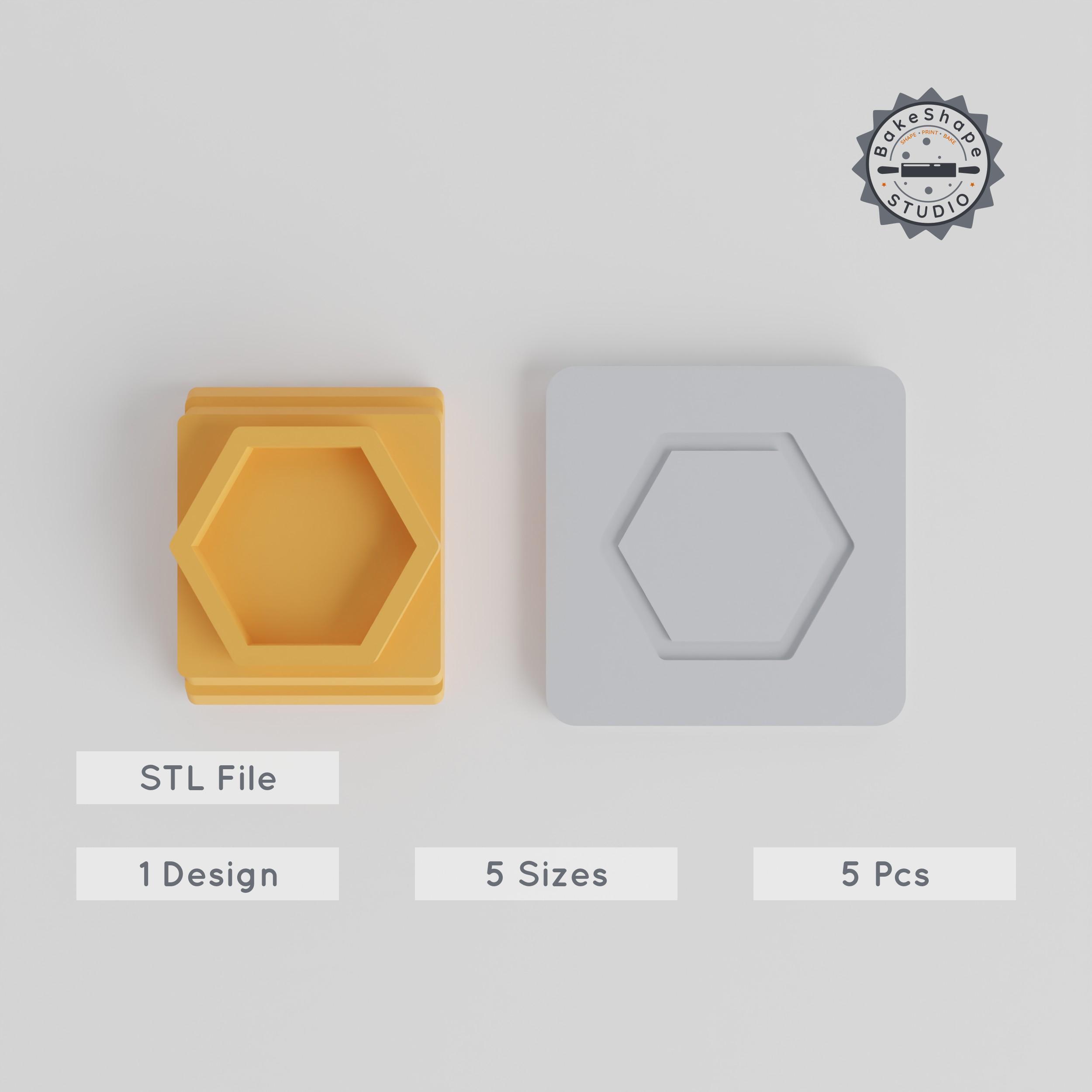 🍽️ Hexagon Stamp Tile Set, 5 Geometric Hex Shapes for Clay, Cookies ...