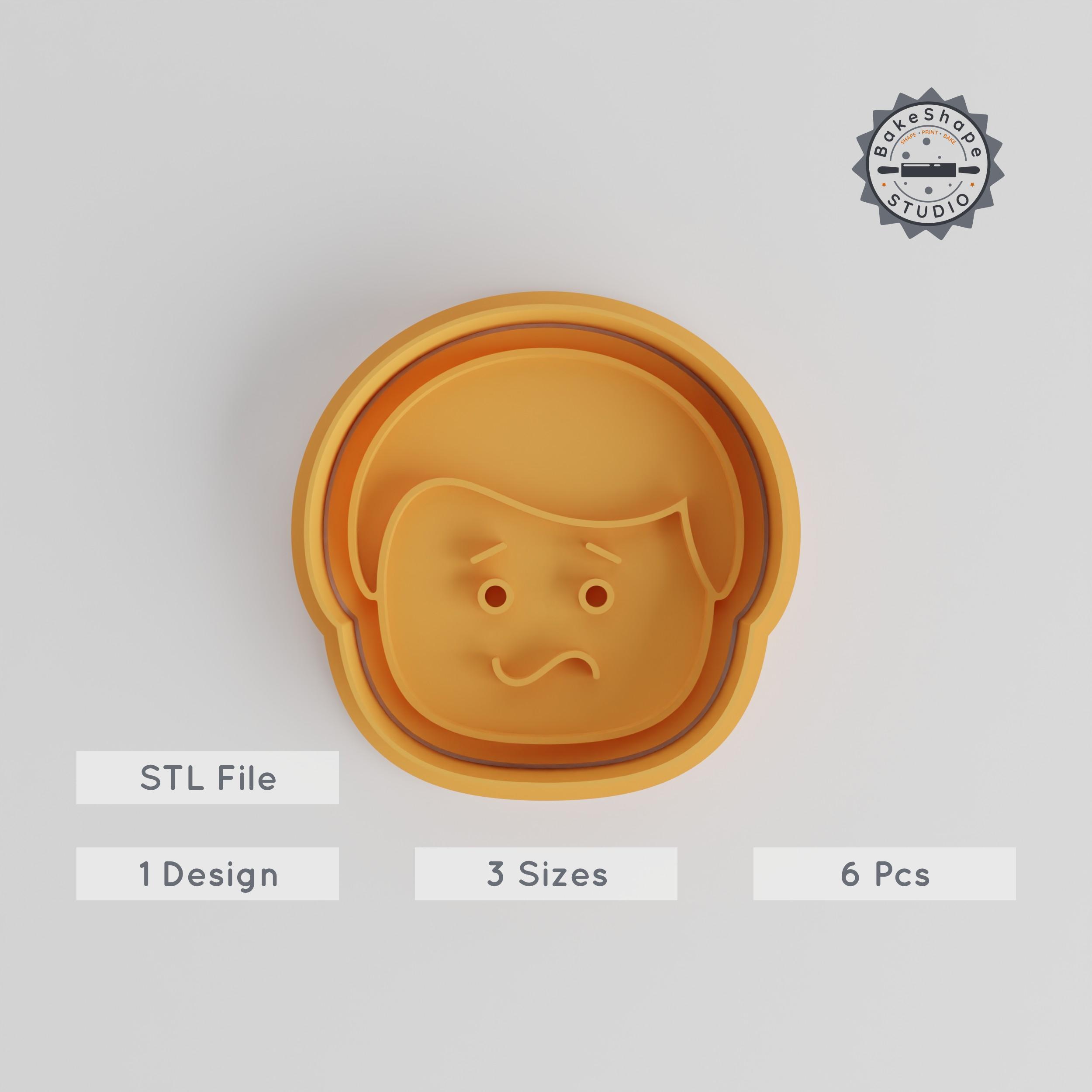 👨 Confused Man Cookie Cutter & Stamp Set, 6-Piece Set for Cookies ...