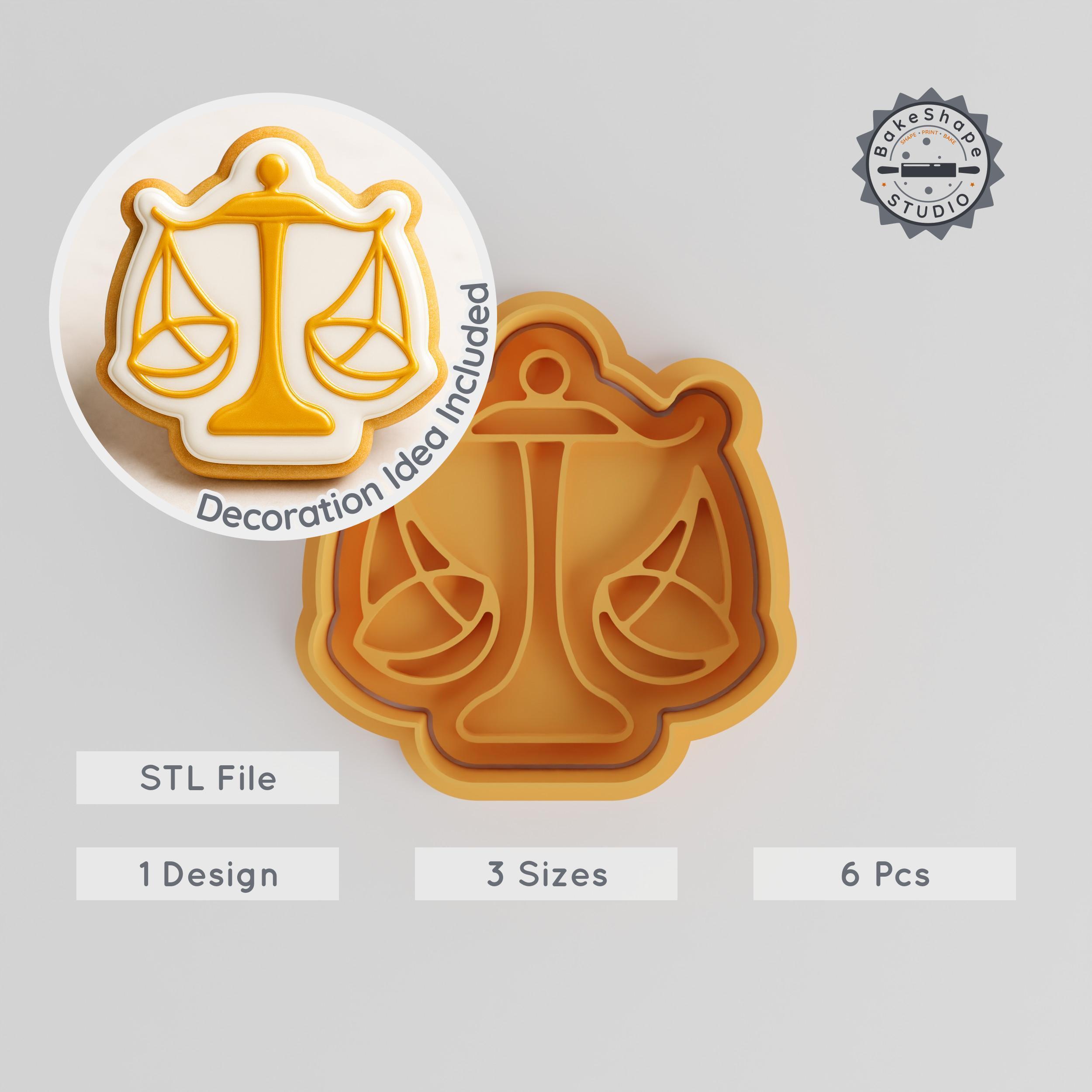 ♎ Libra Zodiac Shape Cutter & Stamp, Cookie & Fondant, Horoscope Sign ...