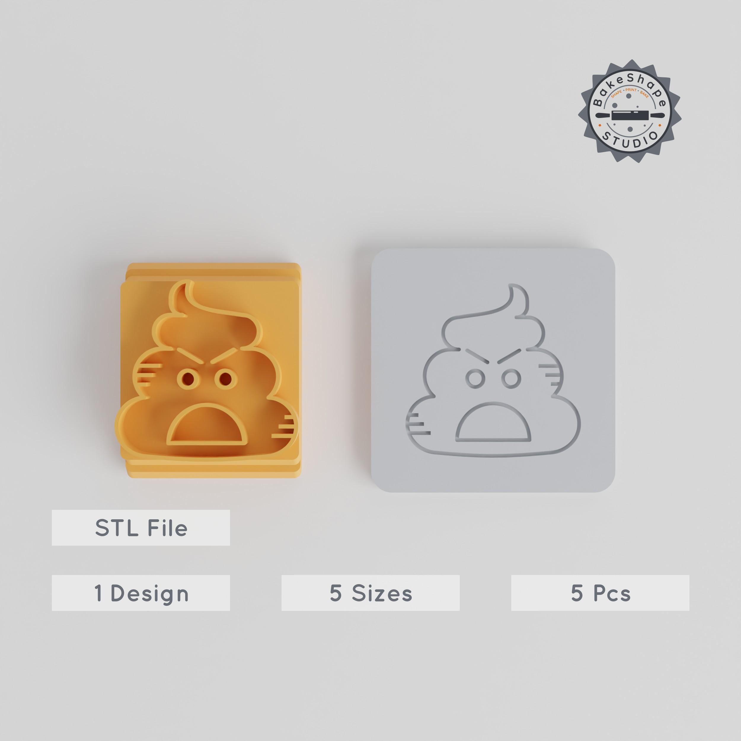 🍽️ Poop Emoji Stamp Tile Collection, 5 Sizes, Perfect for Clay, Cookies ...