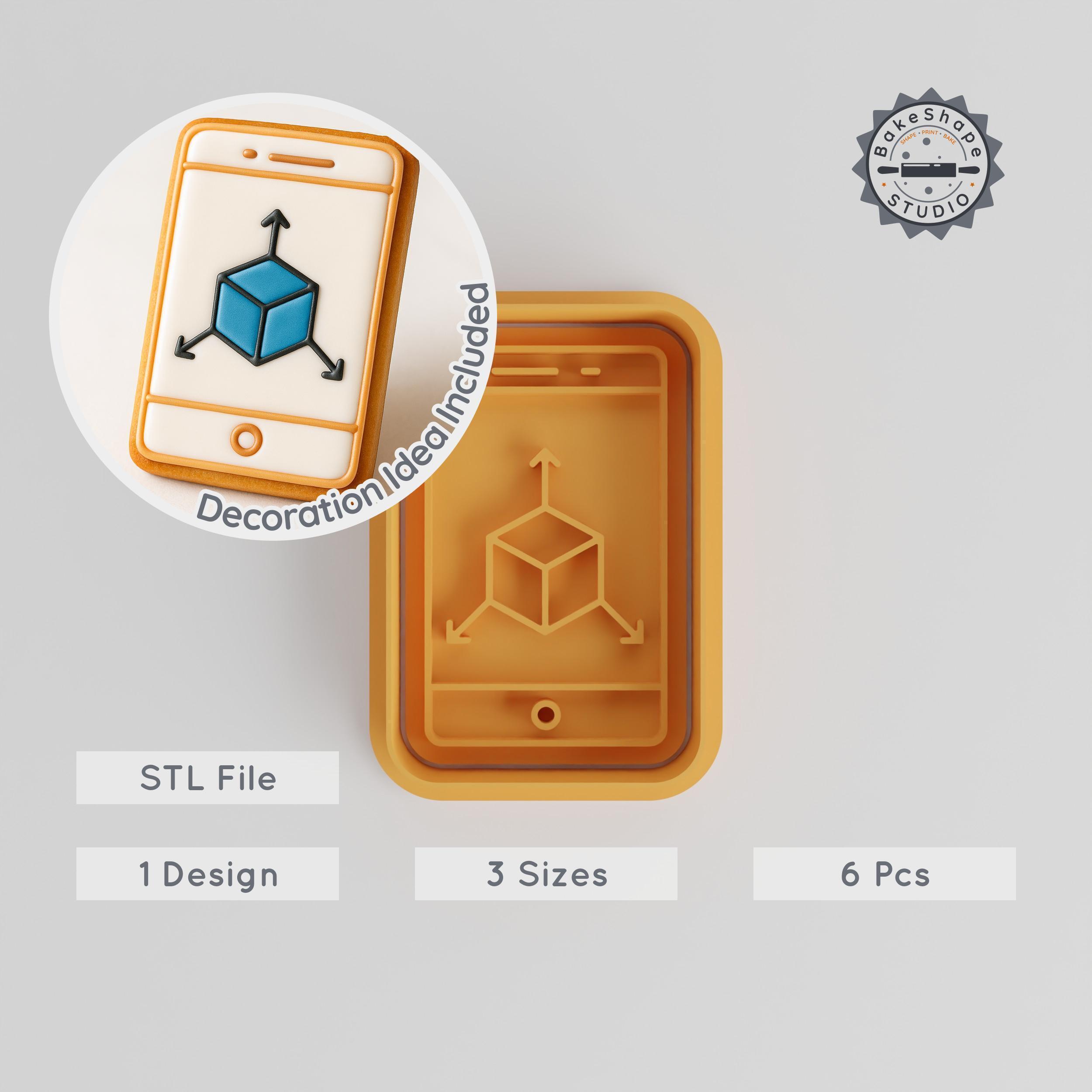 🍪 Geometric Cube 3D Model, Shape Cutter & Stamp, Cookie Fondant Kit, 6 ...