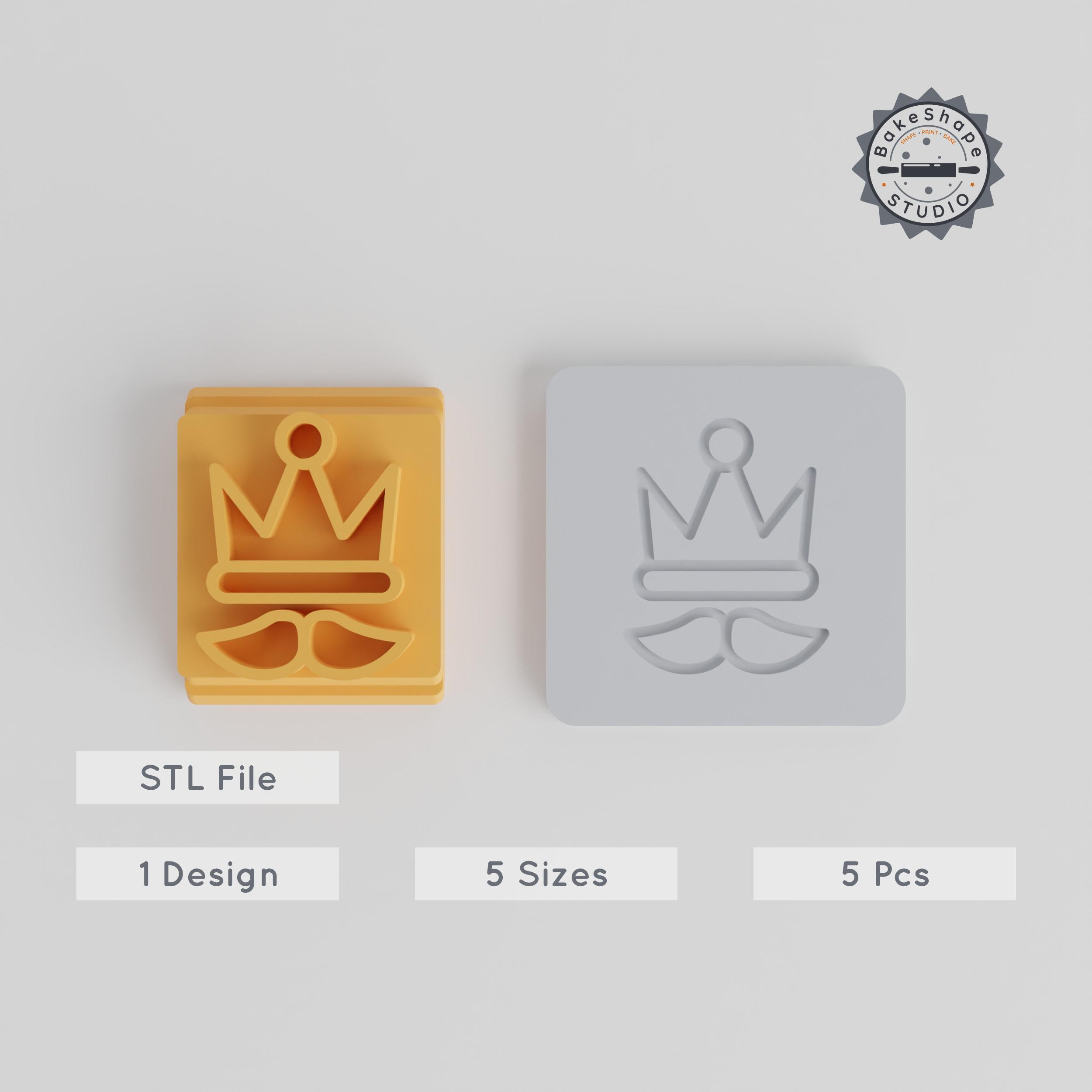 👑 Hipster Crown Stamp Tile Set, 5 Sizes, Ideal for Clay, Cookies ...