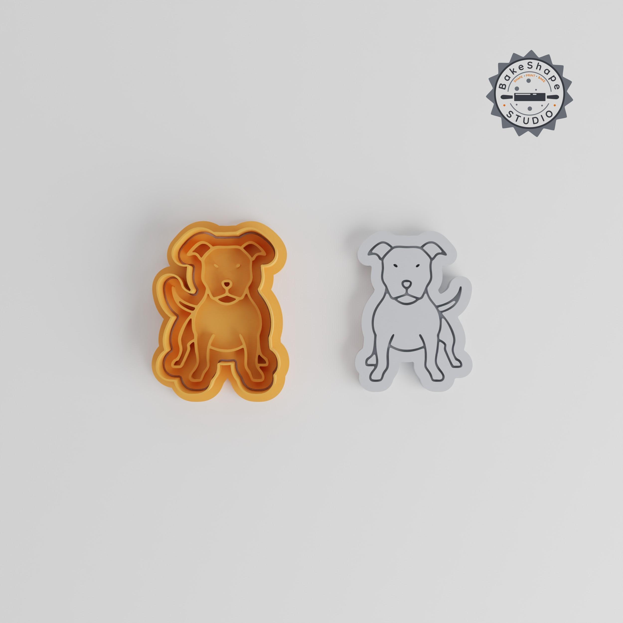 🐂 American Pit Bull Cookie Cutter & Stamp, Dog Lover, Fondant & Cookie ...