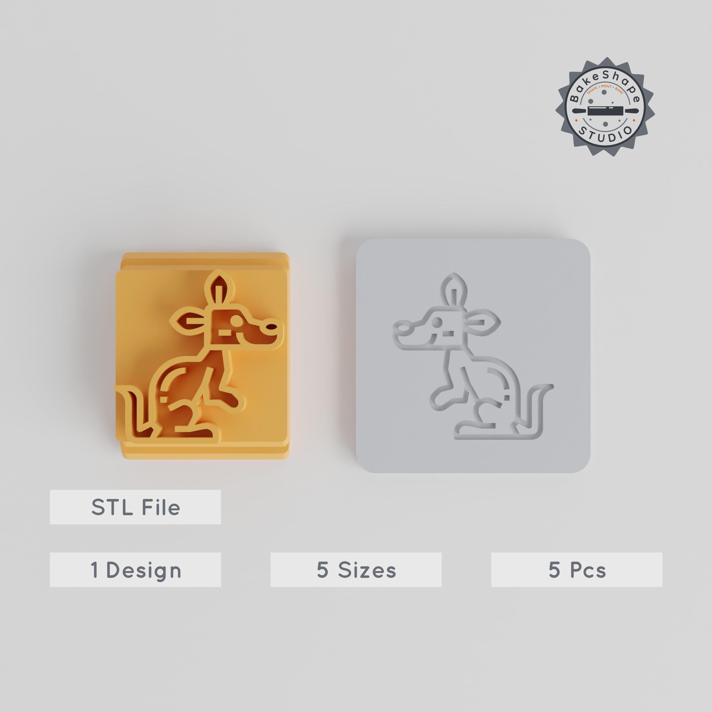 🦘 Kangaroo Stamp Tile Collection, 5 Size Motifs, For Clay, Cookies ...
