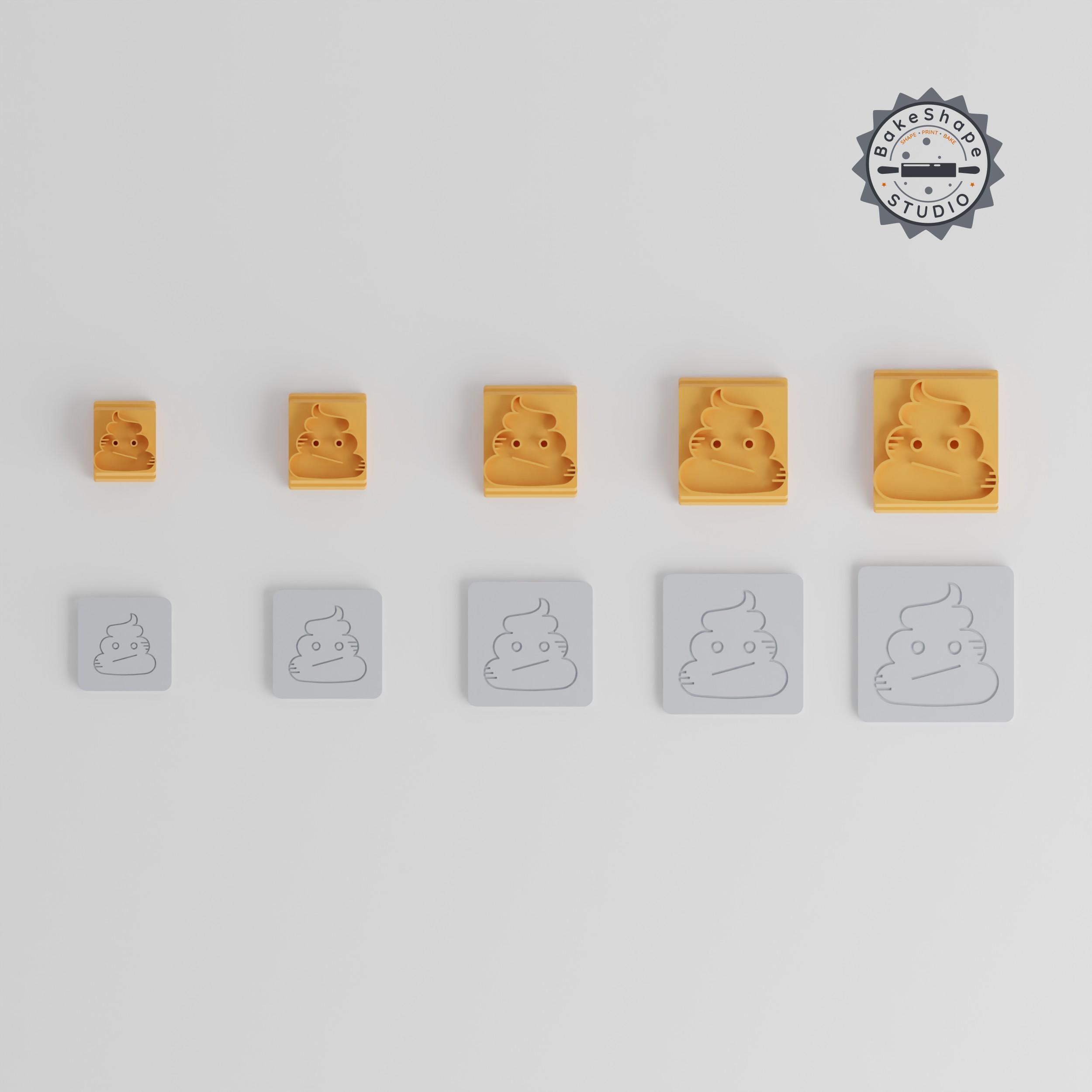 🍪 Cute Emoji Poop Stamp Tile Set, 5 Sizes, Ideal for Clay, Cookie ...