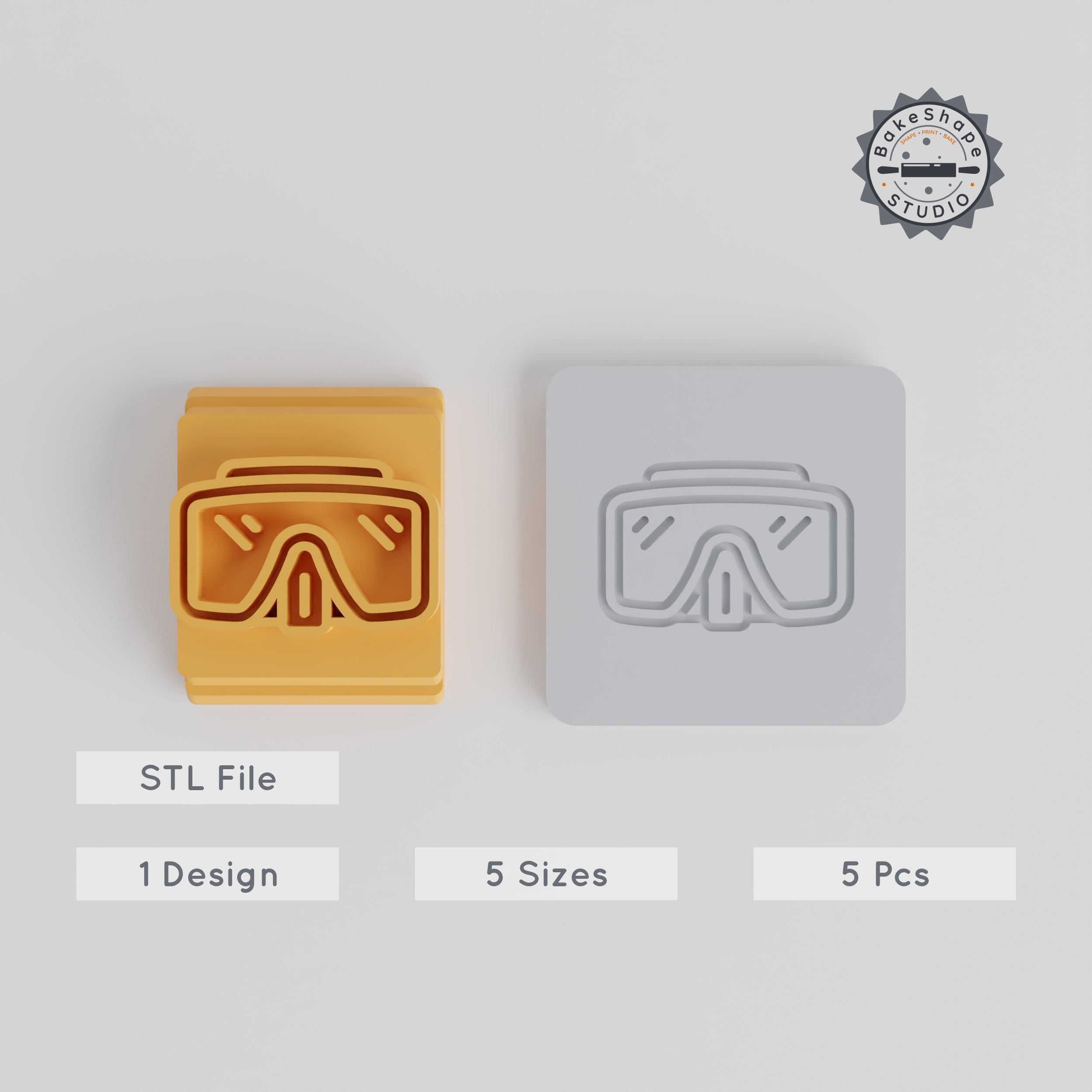 🤿 Diving Mask Stamp Tile Set, 5 Motif Sizes for Clay, Cookies & Fondant ...