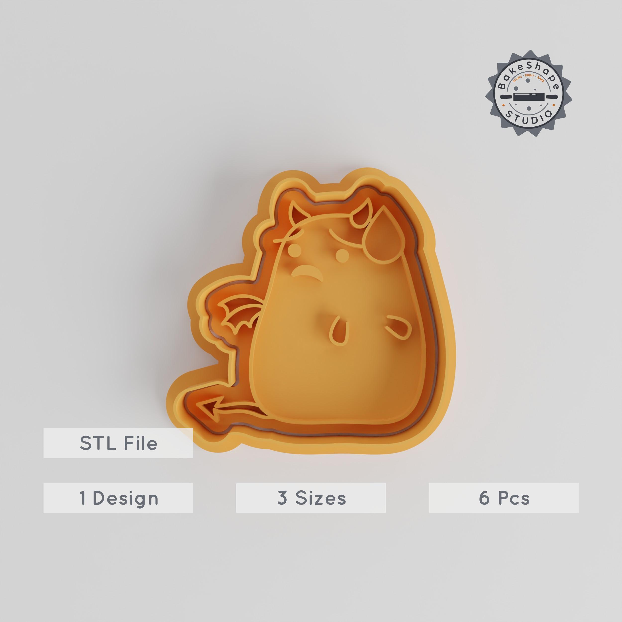 🍪 Disappointed Emotion Cutter & Stamp Set, Cookie, Fondant, 3 Sizes ...