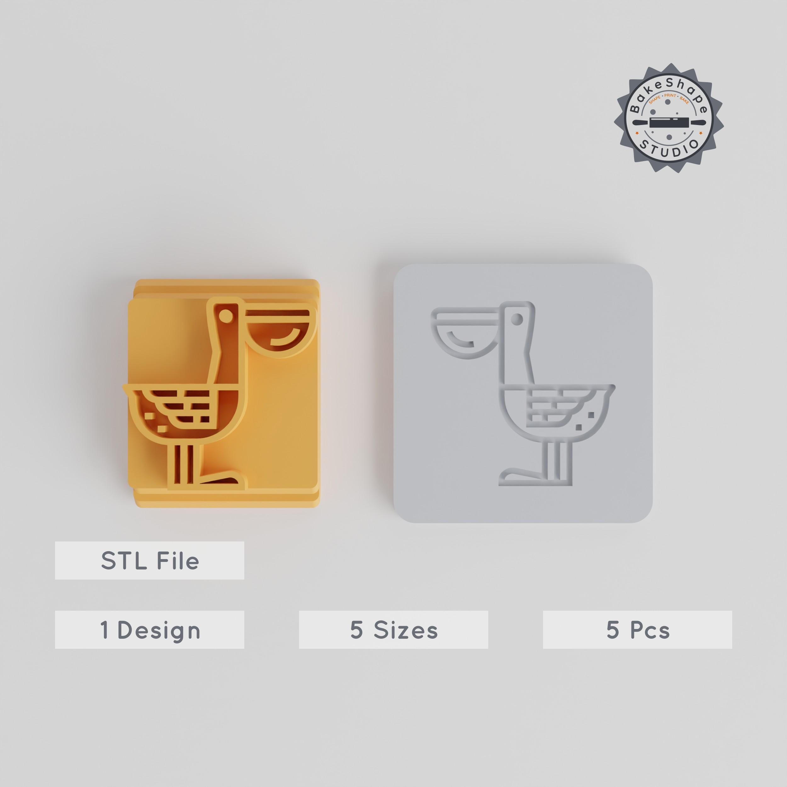 🍽️ Pelican Stamp Tile Set, 5 Sizes 20-40mm, Perfect for Clay, Cookies ...
