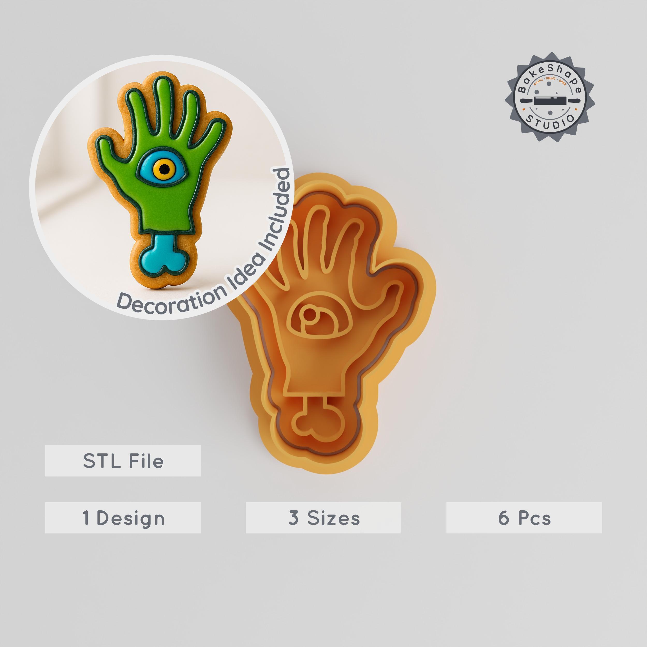 🧟 Zombie Hand Cookie Cutter & Stamp Set, 6pcs, Horror Baking Tool ...