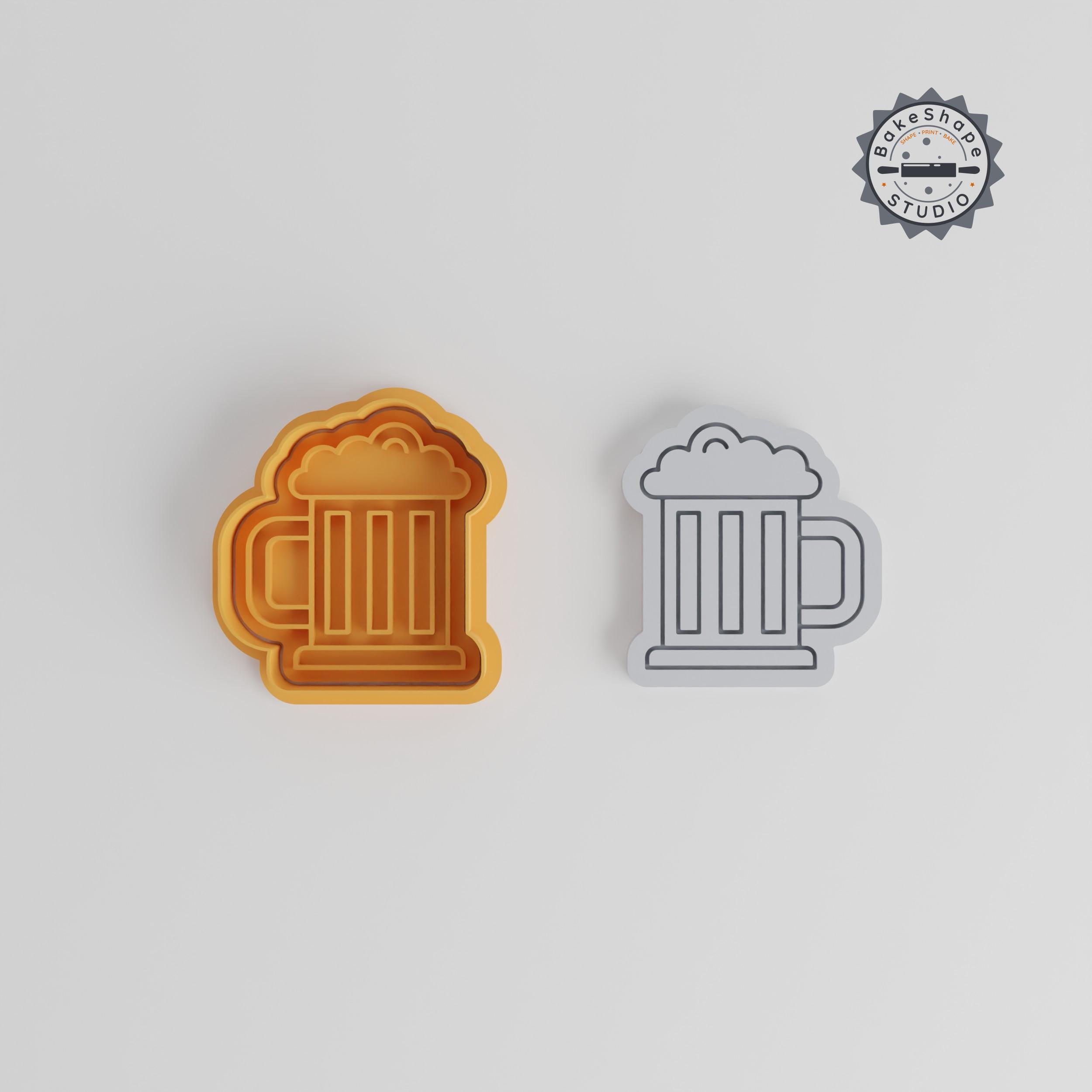 🍻 Beers Shape Cutter & Stamp Set, Cookie & Fondant Tools, Beer Mug ...