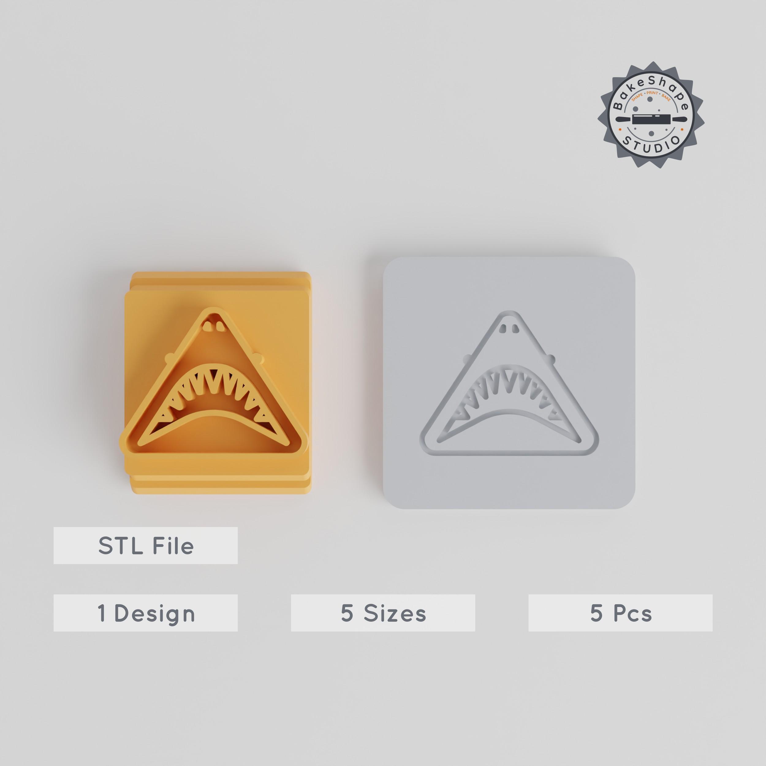 🦈 Shark Stamp Tile Set, 5 Sizes, Perfect for Clay & Cookies, Sea ...