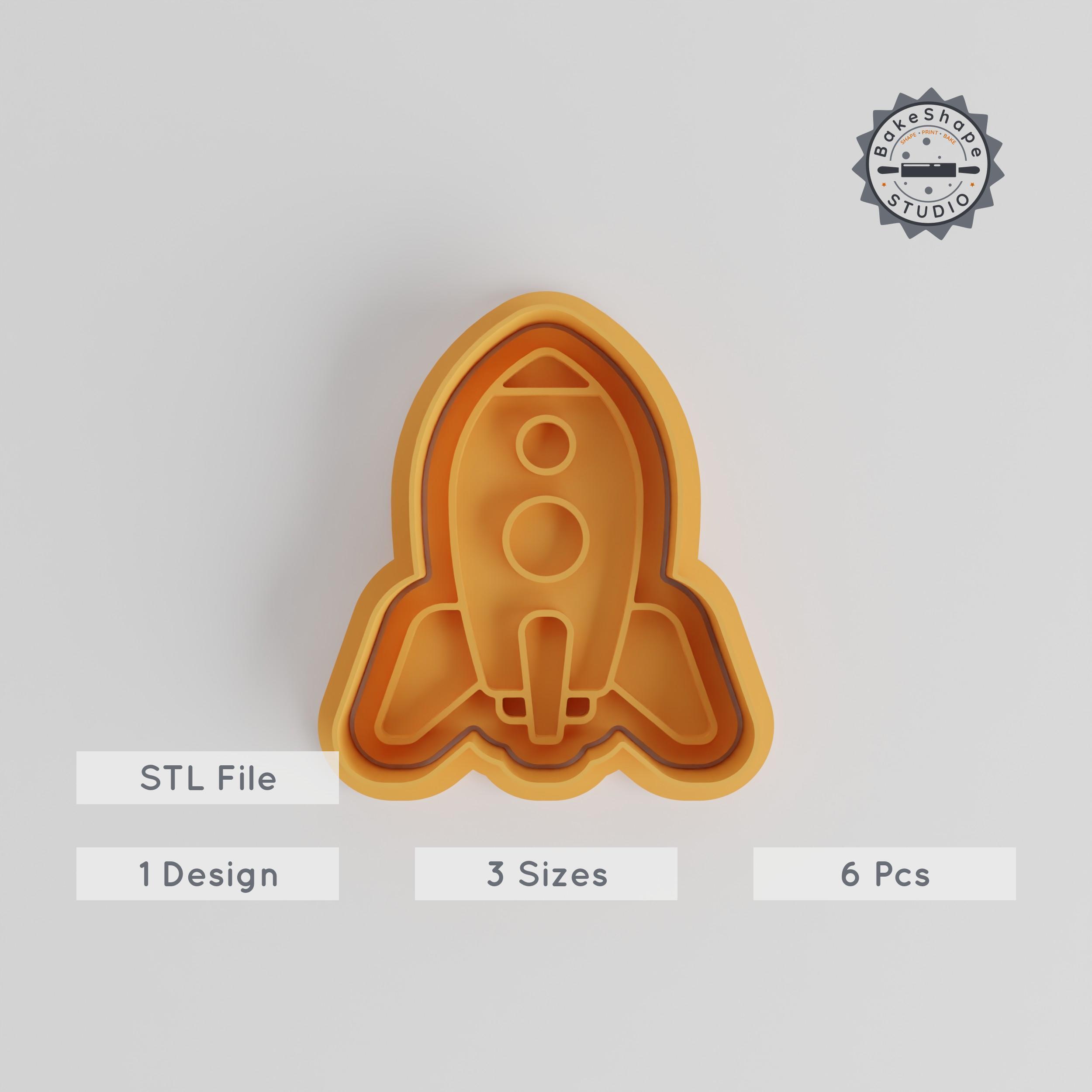 🚀 Rocket Ship Shape Cutter & Stamp Set, Perfect for Cookies & Fondant ...
