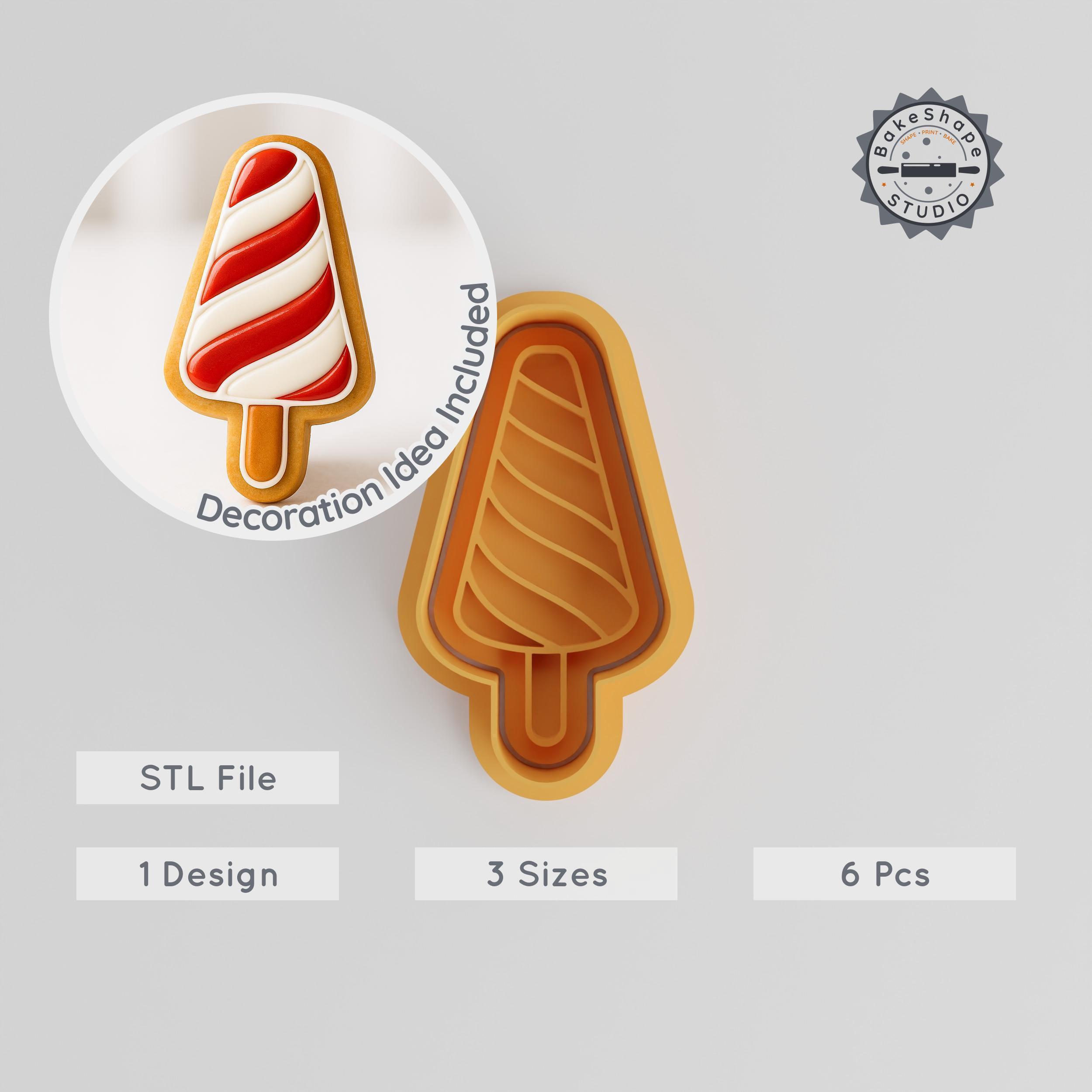 🍪 Popsicle Shape Cutter & Stamp, Cookie & Fondant Tool, S/M/L Sizes ...
