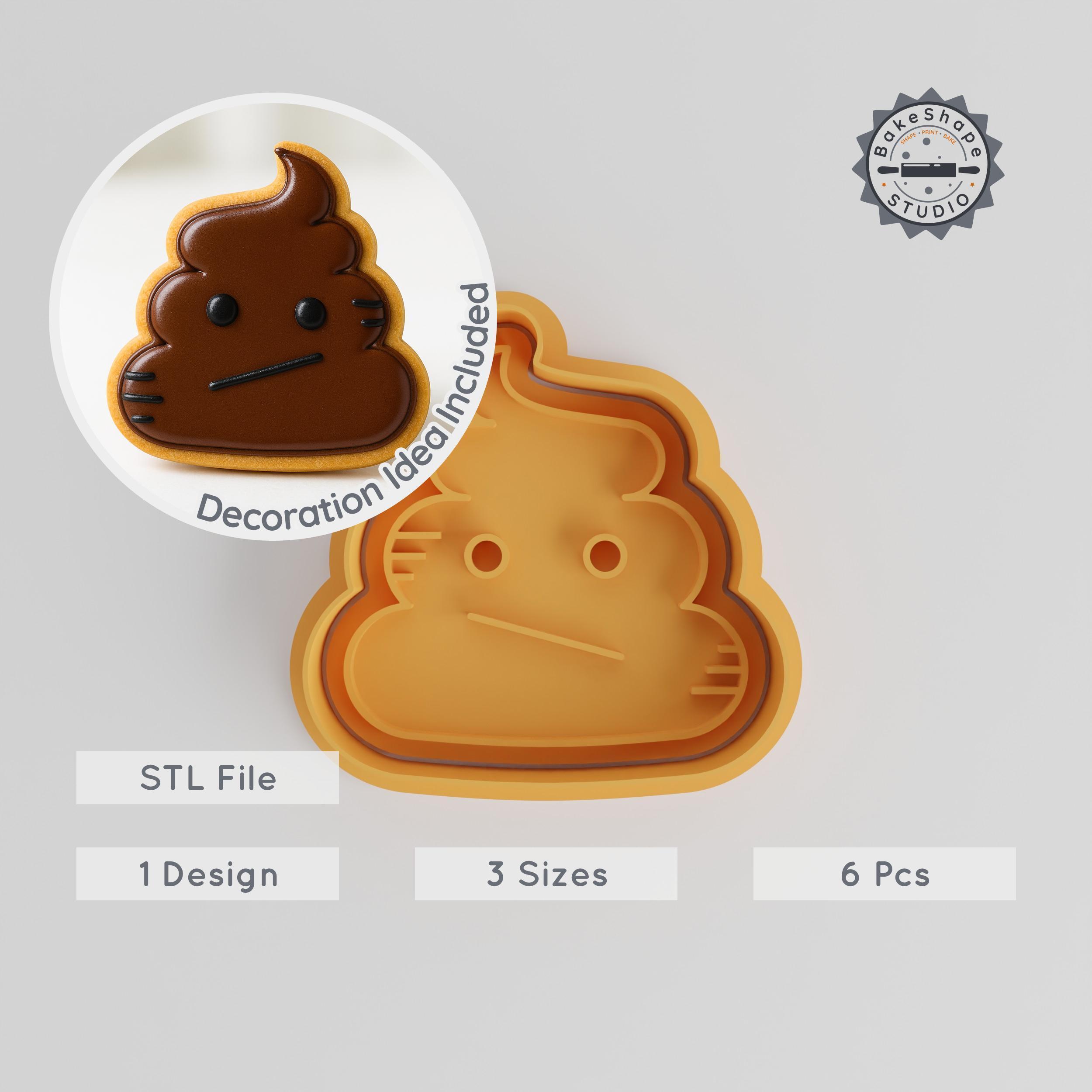 🍪 Poop Shape Cutter & Stamp Set, Emoji Cookie & Fondant Tools, 6-Piece ...