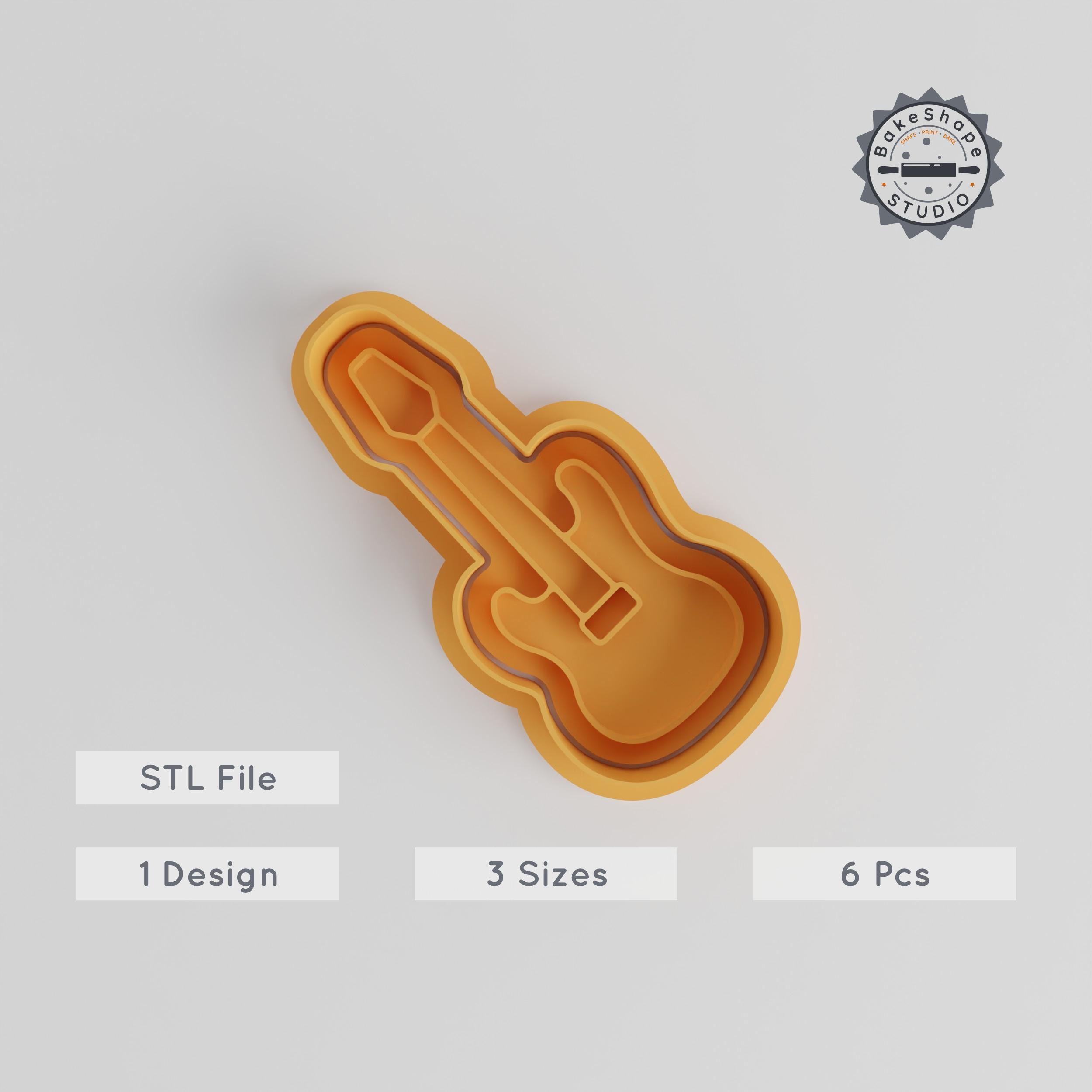 ⚡ Electric Guitar Cookie Cutter & Stamp, 6-Piece Set, Perfect for ...