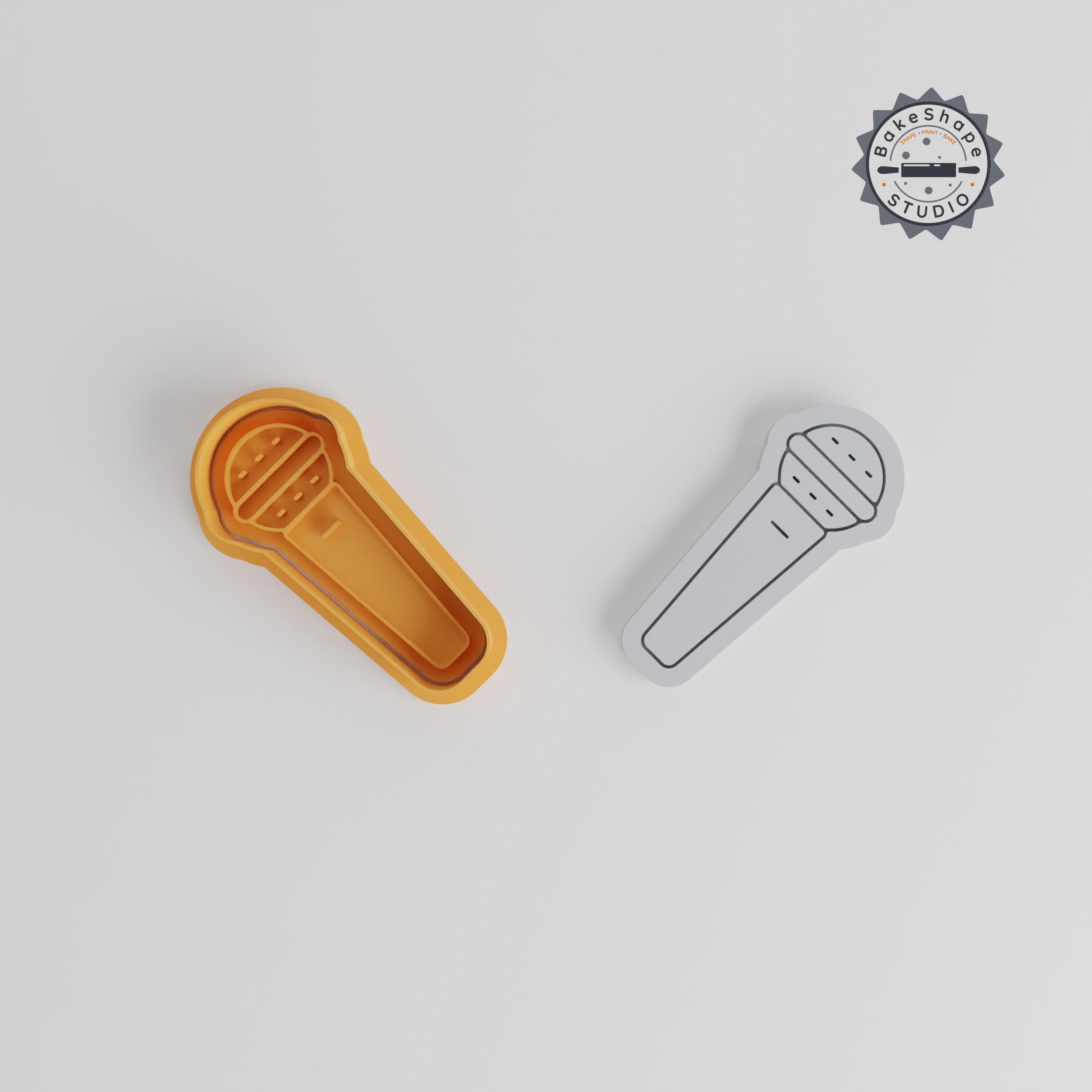 🎤 Singing Microphone Shape Cutter & Stamp Set, Perfect for Cookies ...