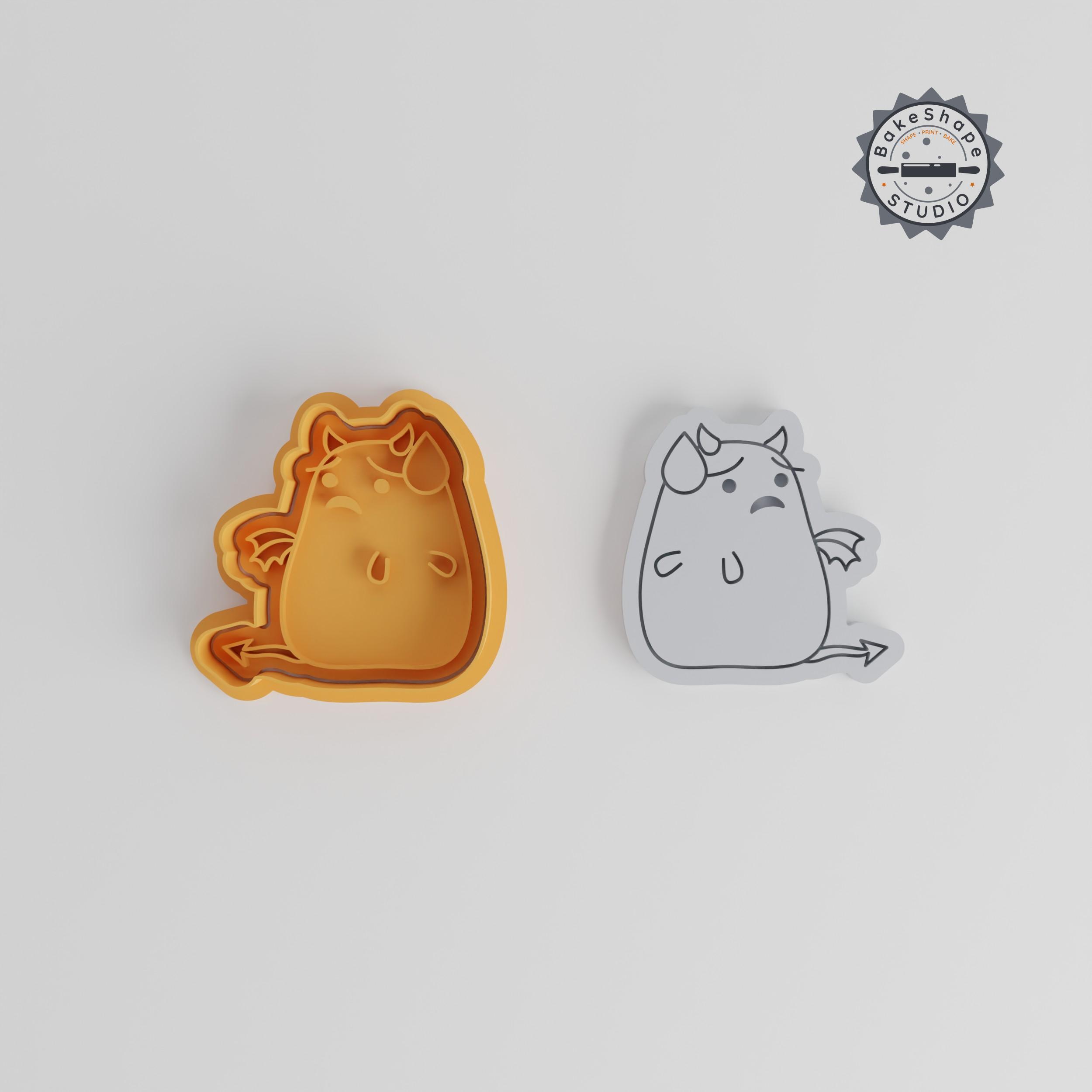 🍪 Disappointed Emotion Cutter & Stamp Set, Cookie, Fondant, 3 Sizes ...